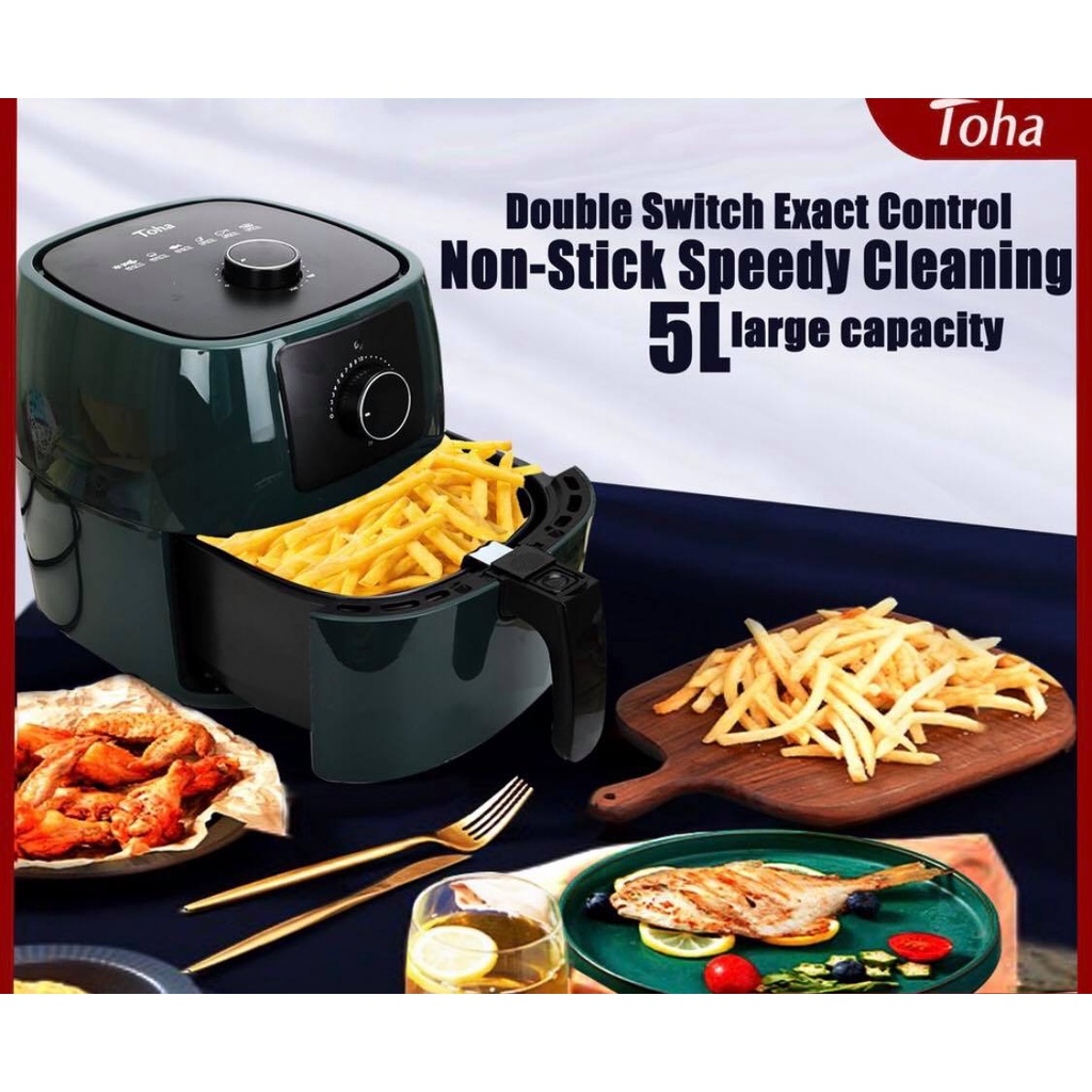 TOHA 5L Air Fryer FatFree Electric Air Fryer 14W Multifctional Oil Free ...