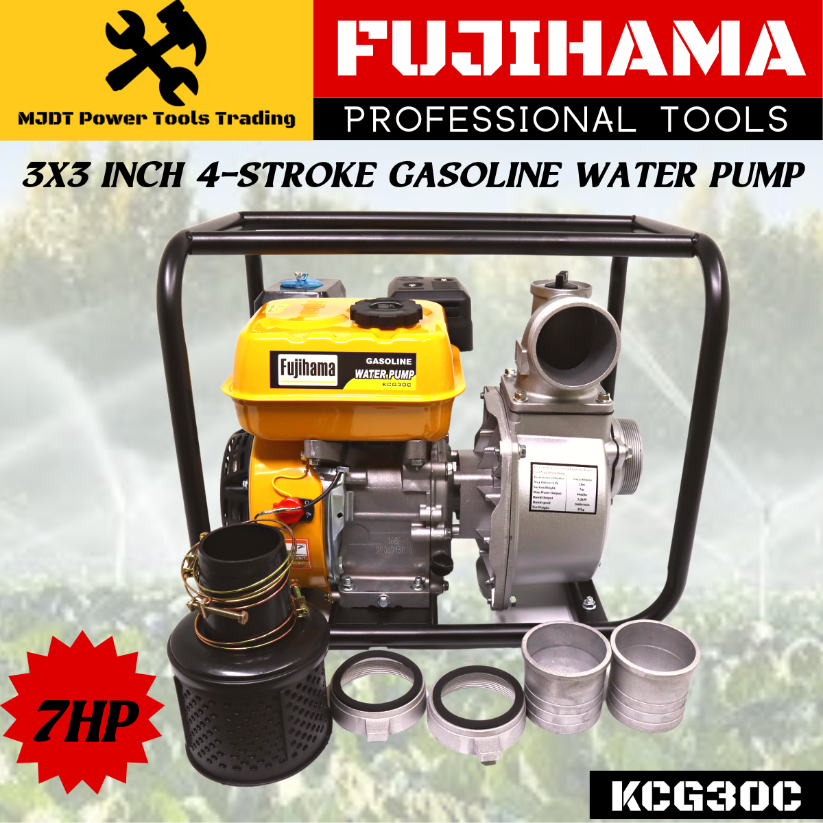 Fujihama KCG20C 3x3 Inch Four-Stroke Single Cylinder Gasoline Engine ...