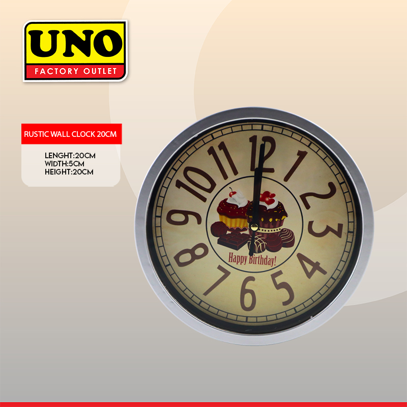UNO ROUND WALL CLOCK RUSTIC 20CM | Lazada PH
