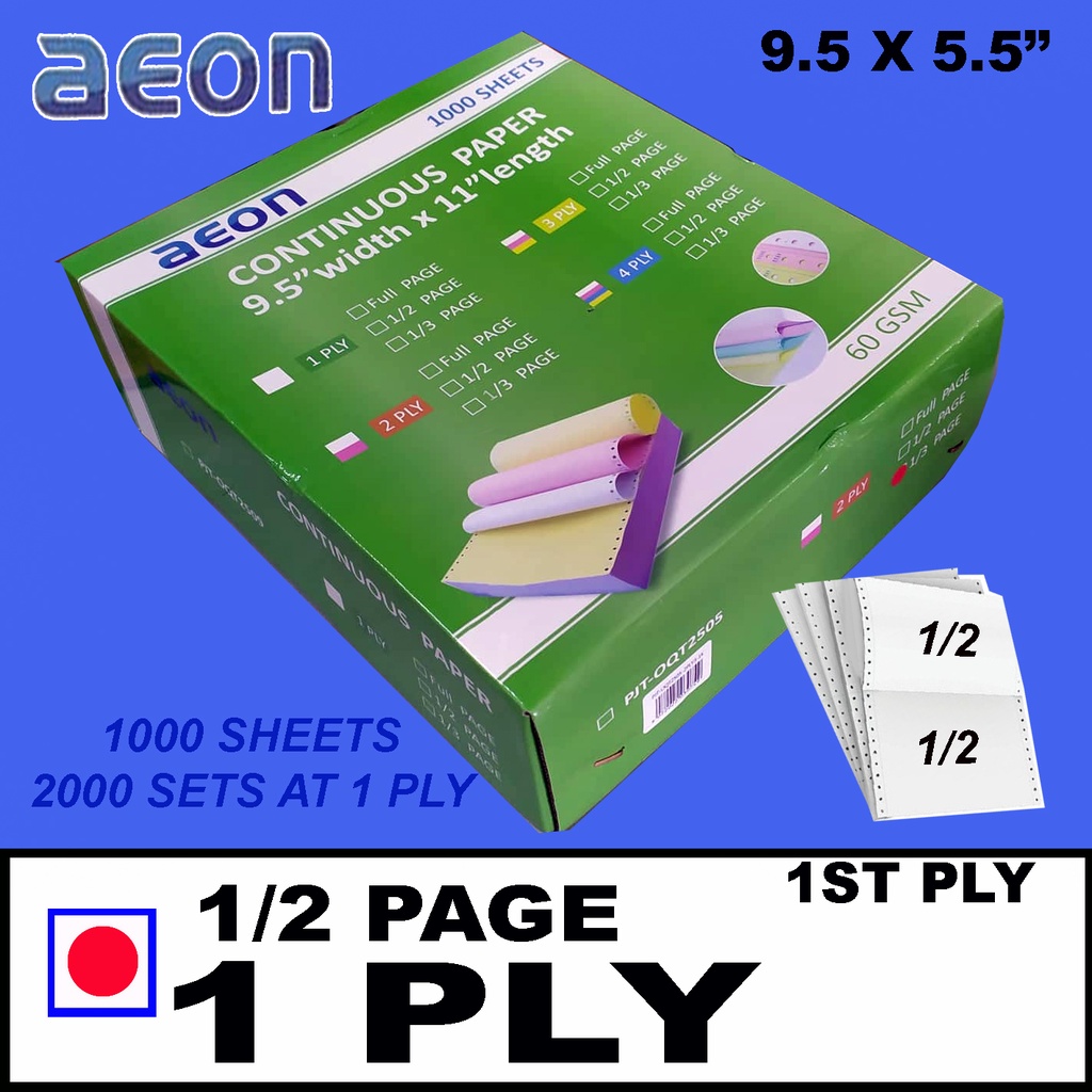 [MillionPesosDream] AEON 1Ply Carbonless Continuous Form Paper | Lazada PH