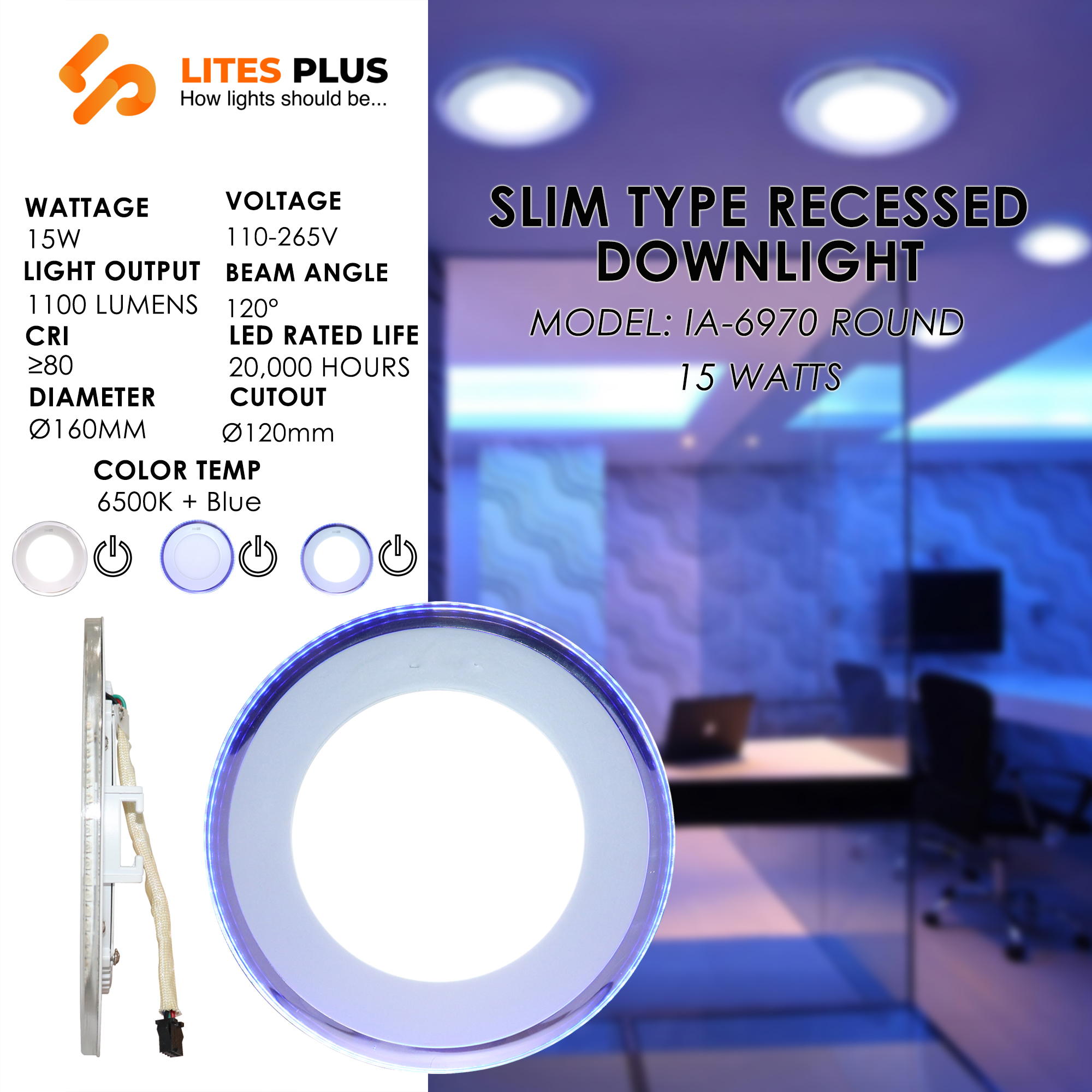 LITESPLUS ROUND LED SLIM RECESSED DAYLIGHT (IA-6970) | Lazada PH