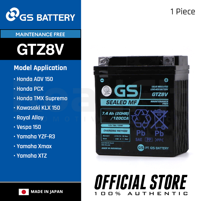 GS Battery GTZ8V Maintenance Free for Supremo, Xmax, PCX, Royal Alloy ...