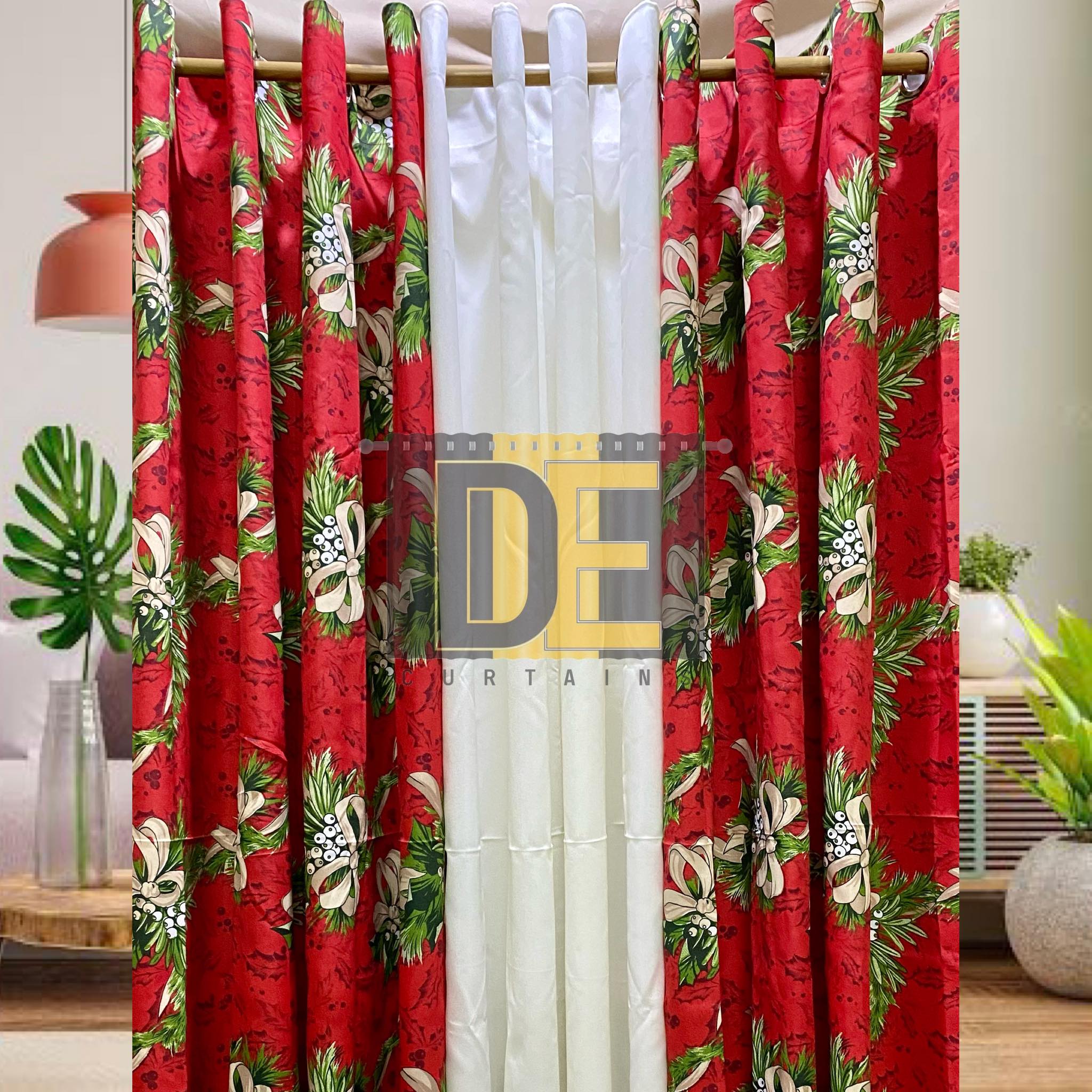 DE Elegant Ring Curtains for Windows Living Room 3in1 Set Draperies ...