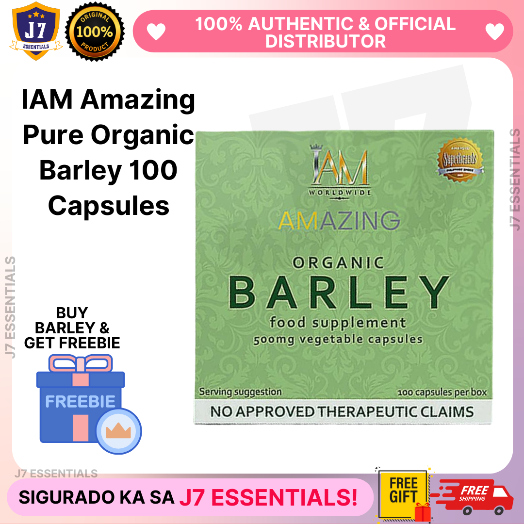 IAM Pure Organic Barley Capsules Original (100 Vegan Capsules per box ...