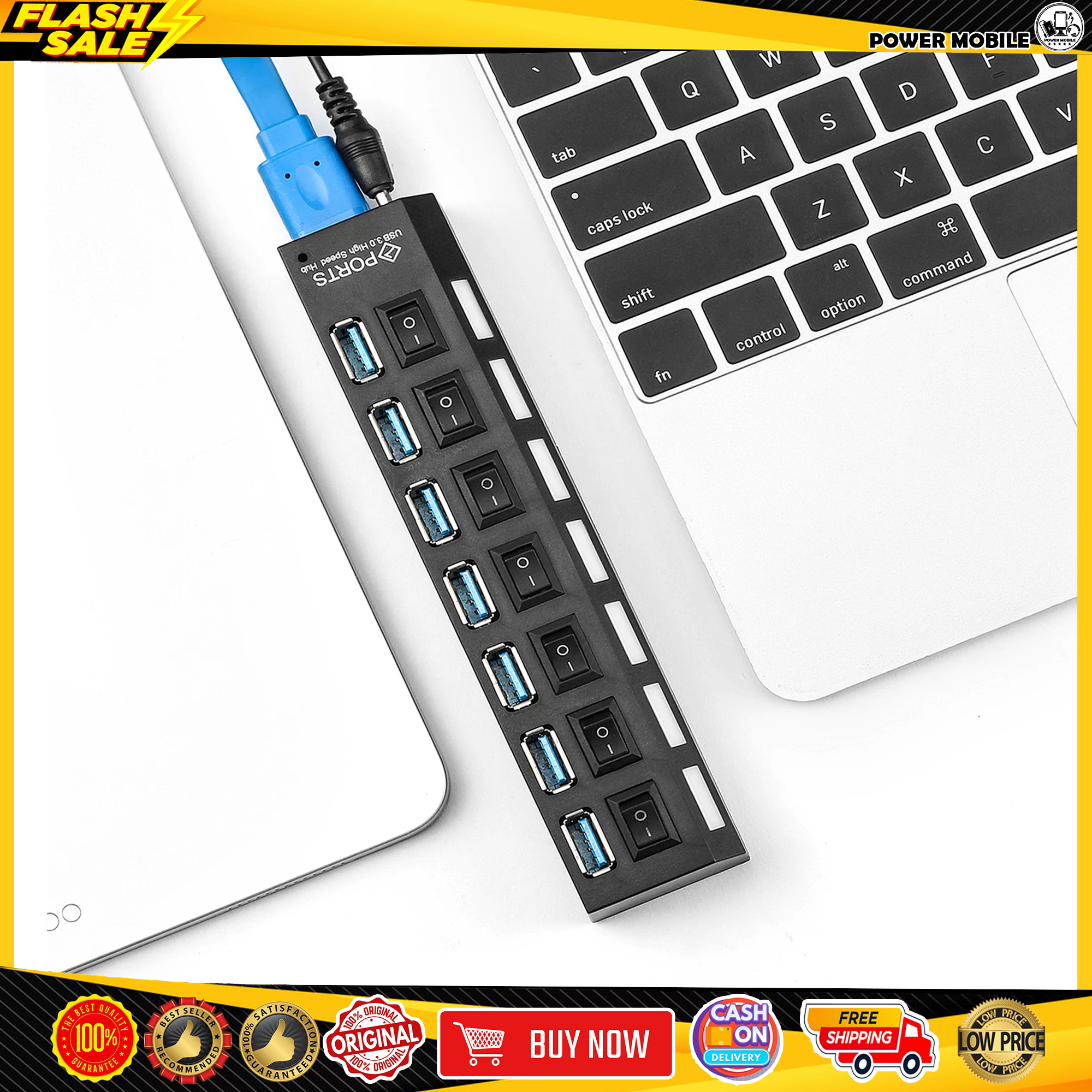 ORIGINAL USB 7 PORT HUB WITH ON / OFF SWITCHUSB PLUG-IN 7-PORT HUB ...