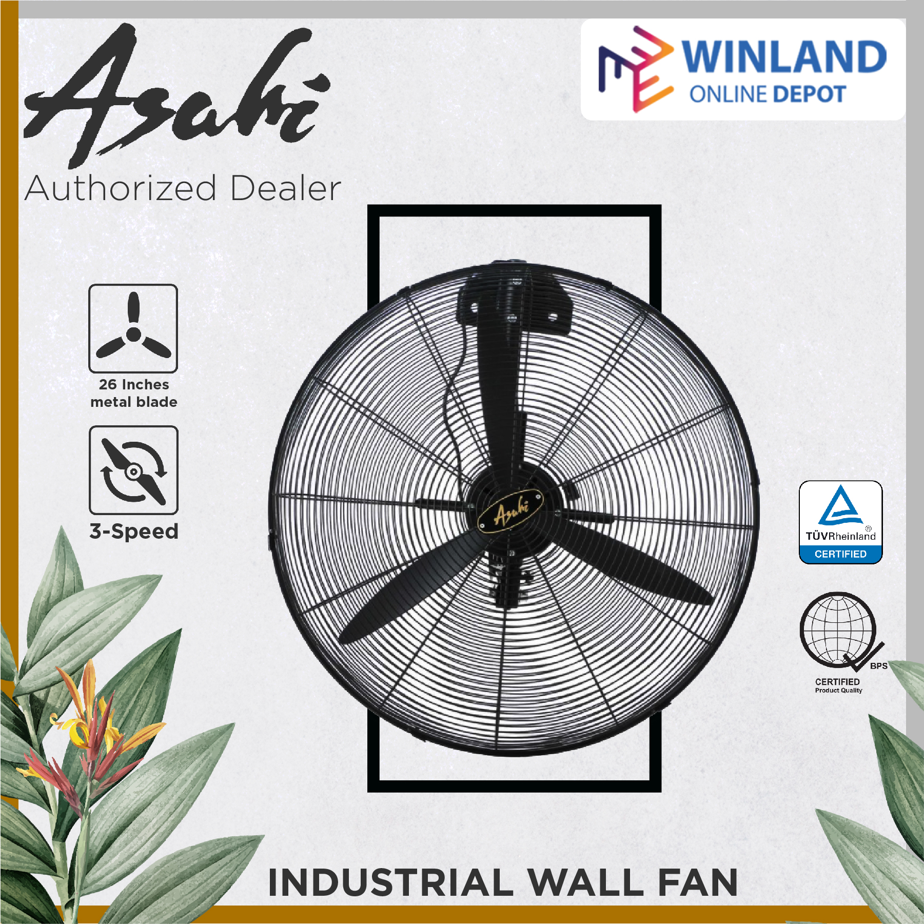 ASAHI by Winland 26inch Industrial Wall Fan | Asahi Electric Fan WF ...