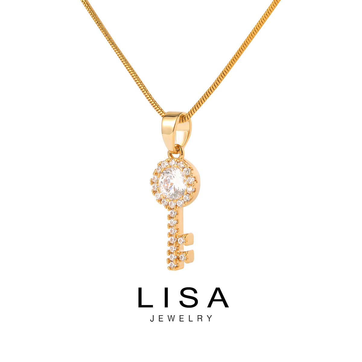 lisa jewelry 18K Gold Necklace Small Key Pendant Necklace 237n | Lazada PH