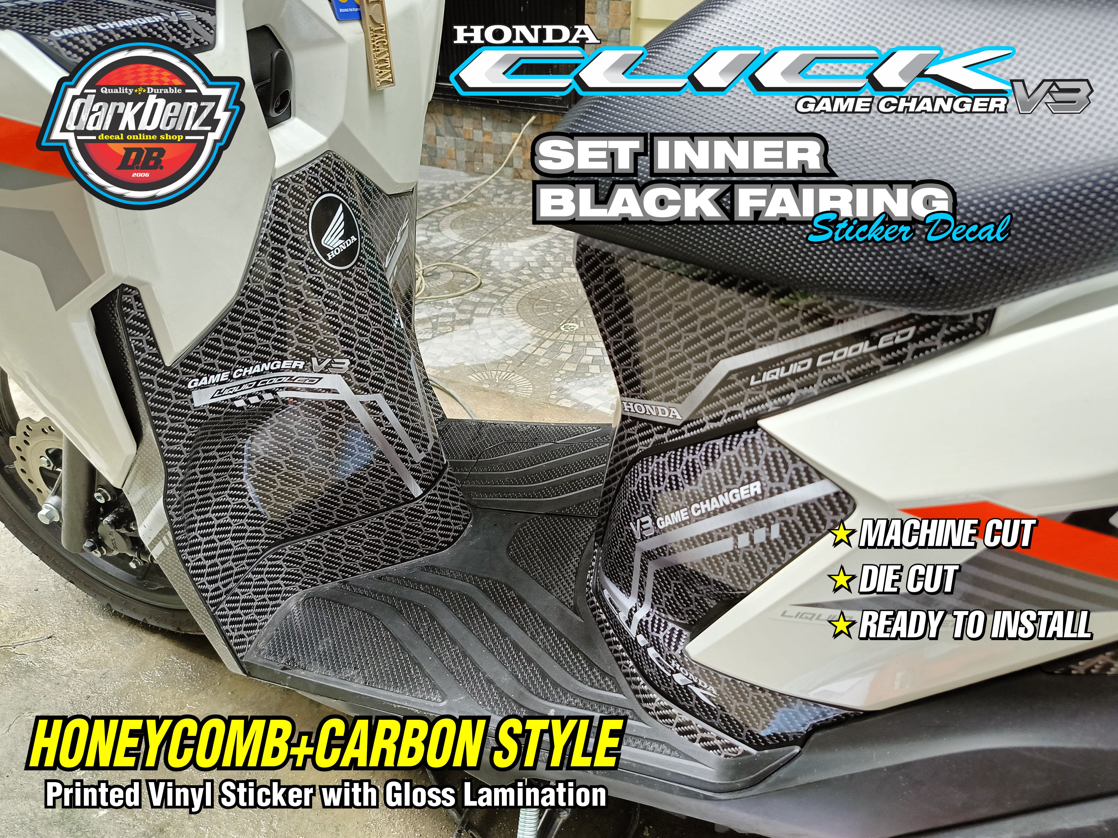 New Set CLICK 125i Version 3 - Printed Vinyl Sticker Decal for Black ...