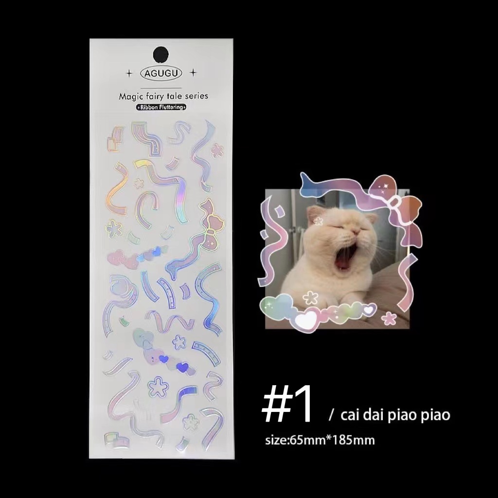 Hand account stickers laser colorful goo card decorative small stickers ...