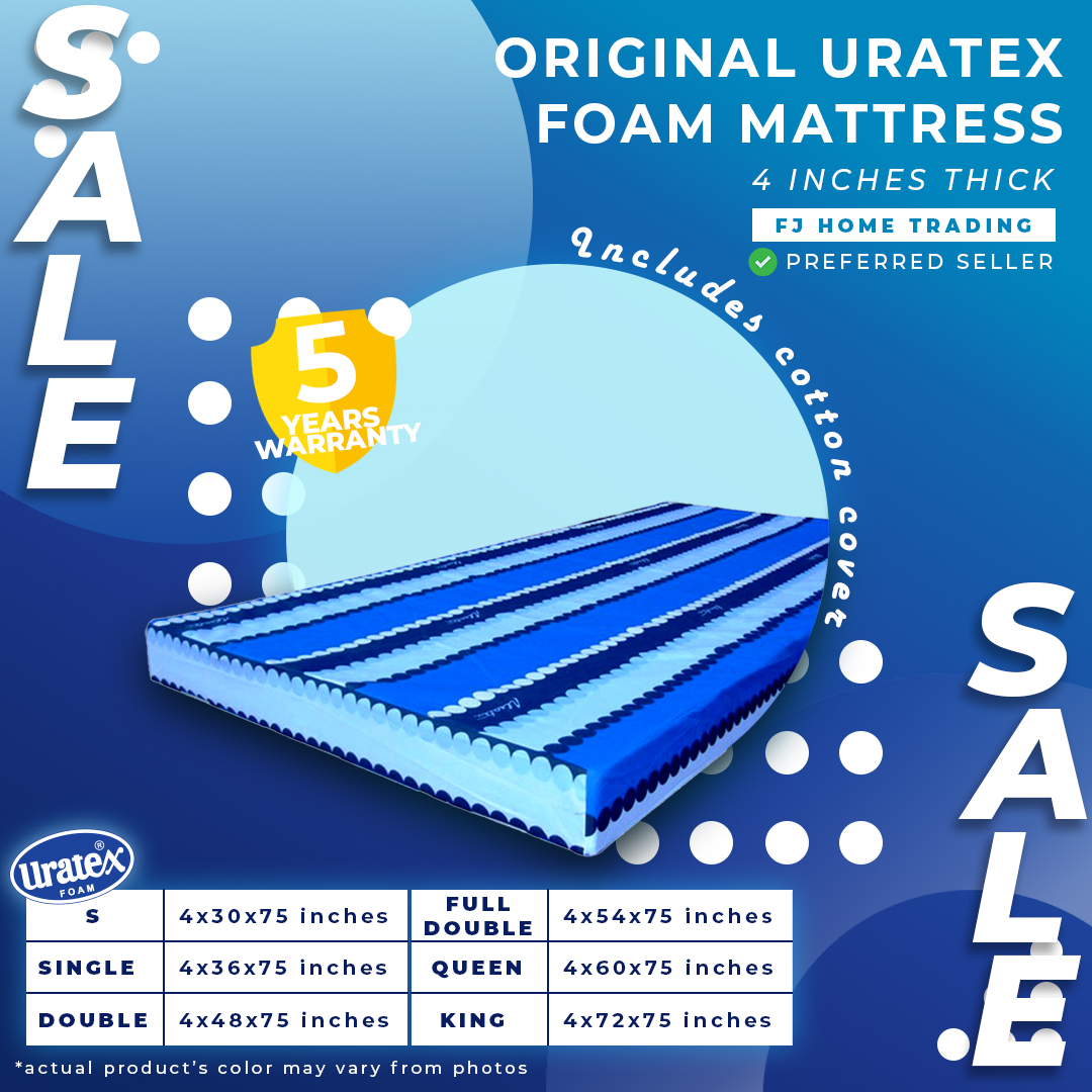 ORIGINAL Uratex Foam 4 inches thick with cover CLICK VARIANT 4x30x75 ...