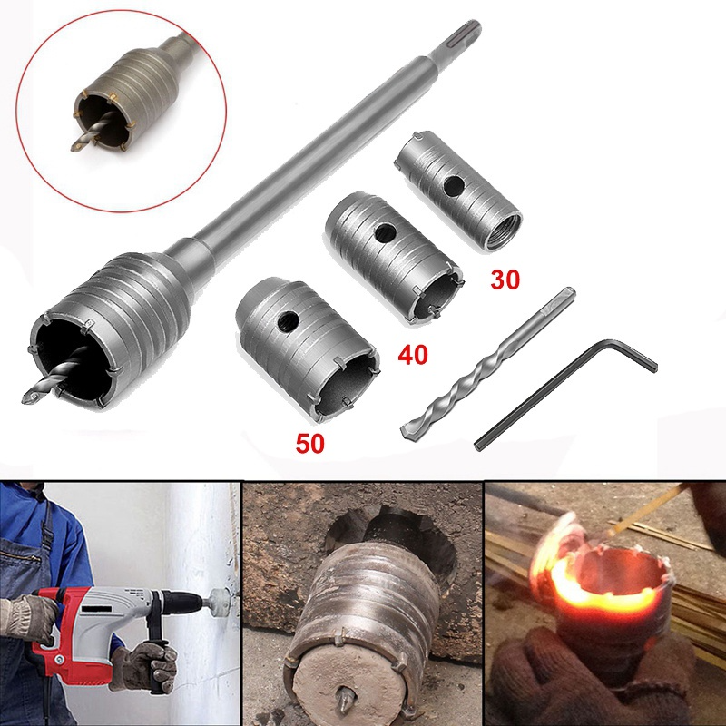 Concrete Hole Saw Kits SDS Plus Shank Wall Hole Cutter Cement Drill Bit ...
