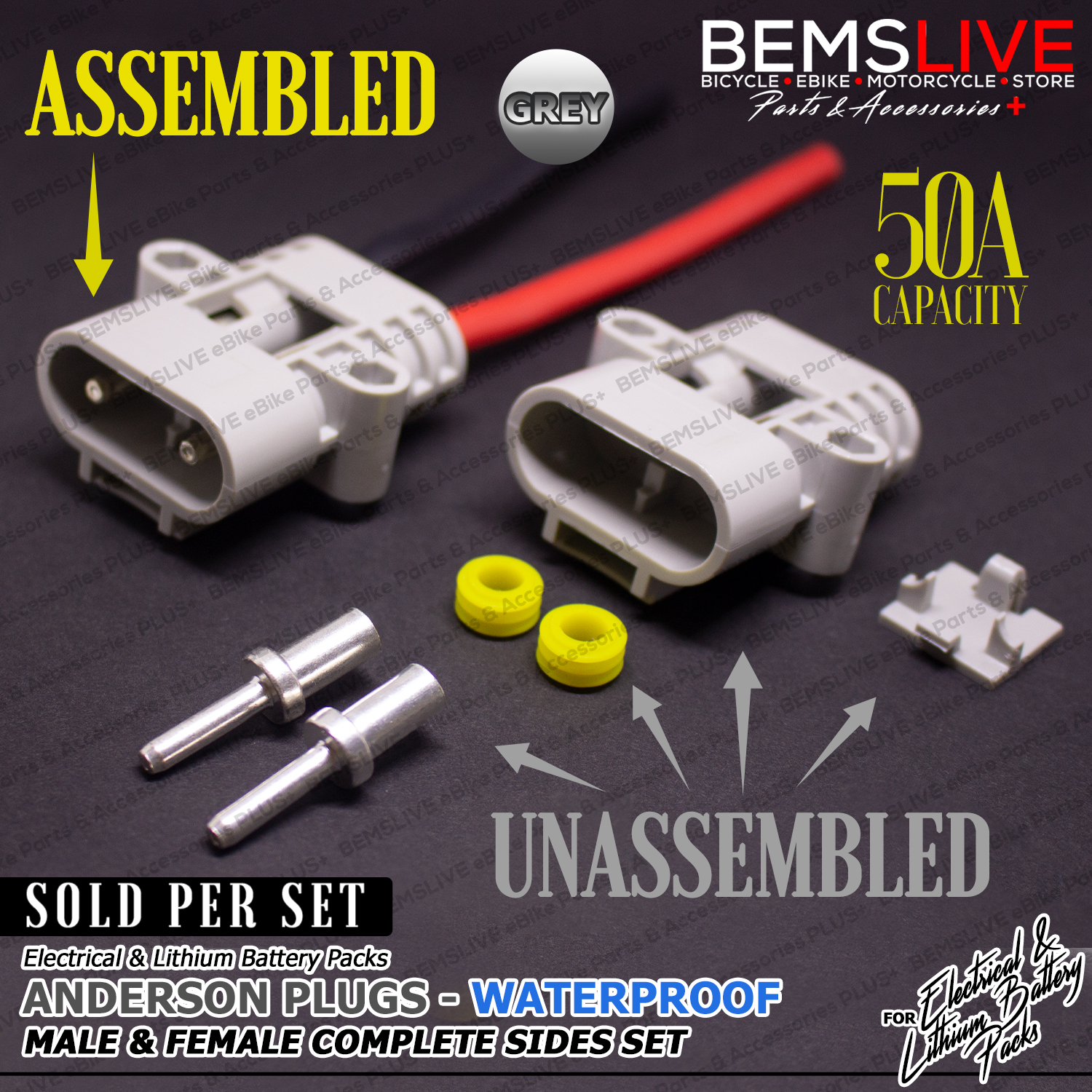 2-Pole Waterproof ANDERSON Connector Set SB50A - Complete Male and ...