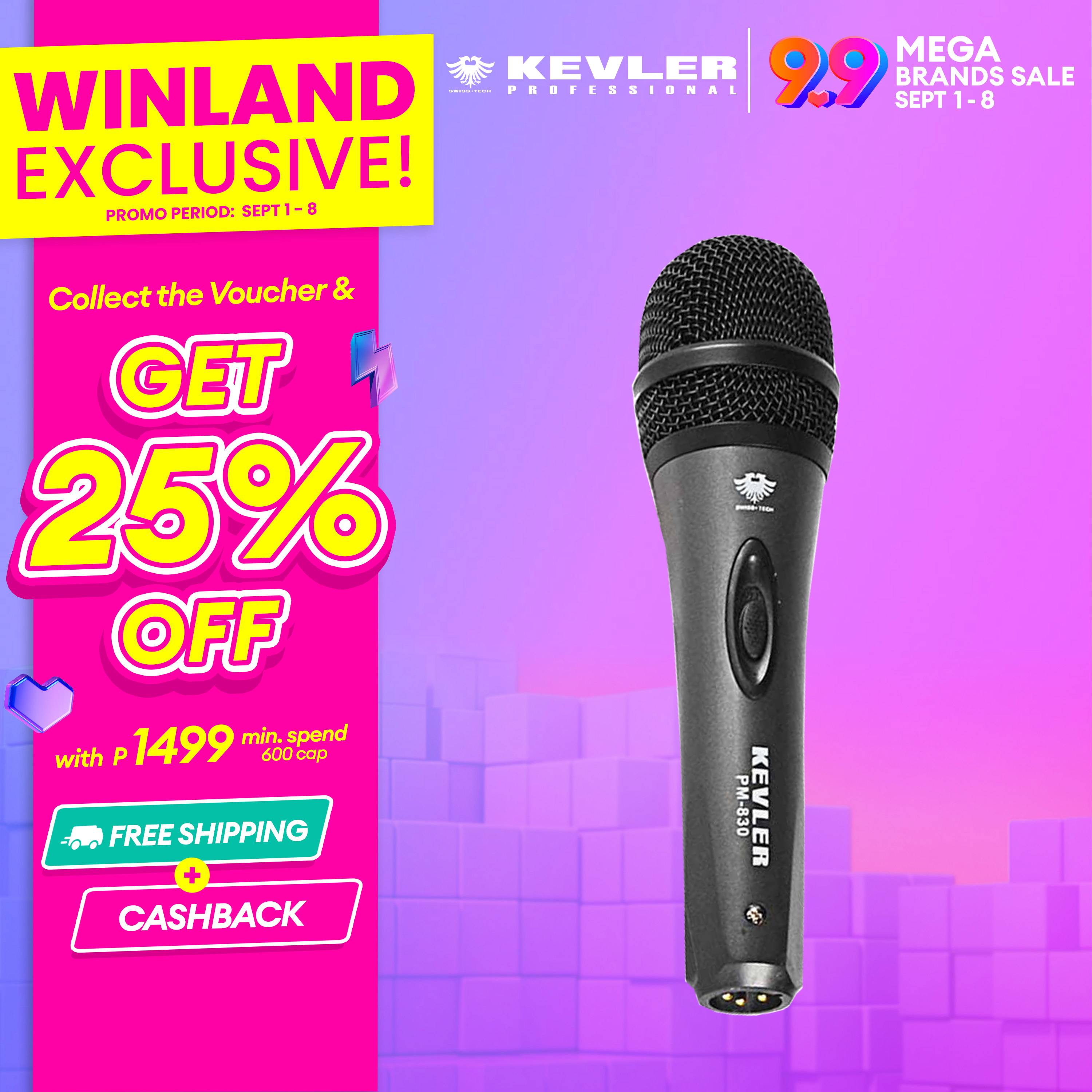 KEVLER by Winland PM-830 Professional Wired Microphone Mic (Black ...