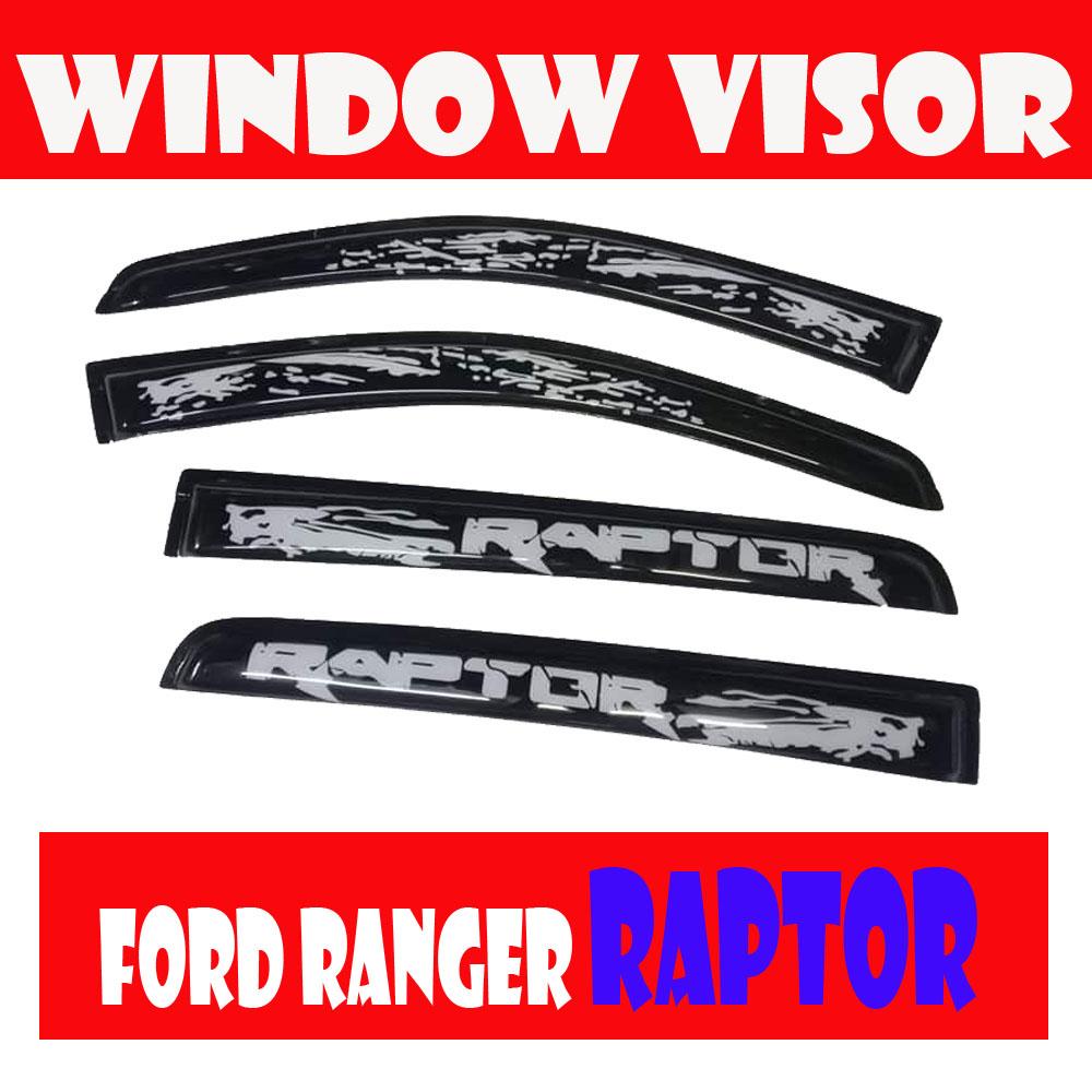 Window Door Sun Rain Visor Rain Guard for(with RAPTOR logo) Ford Ranger ...