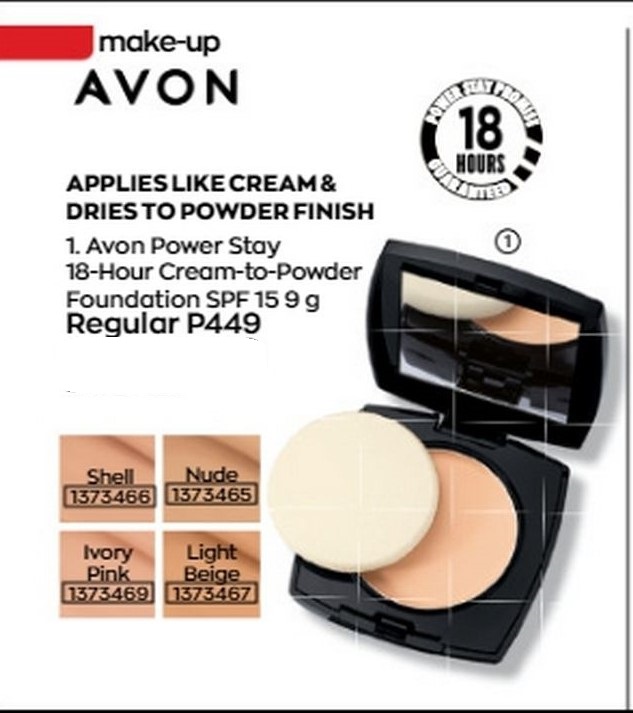 AVON POWER STAY 18-HOUR CREAM -TO-POWDER FOUNDATION SPF15 9g | Lazada PH