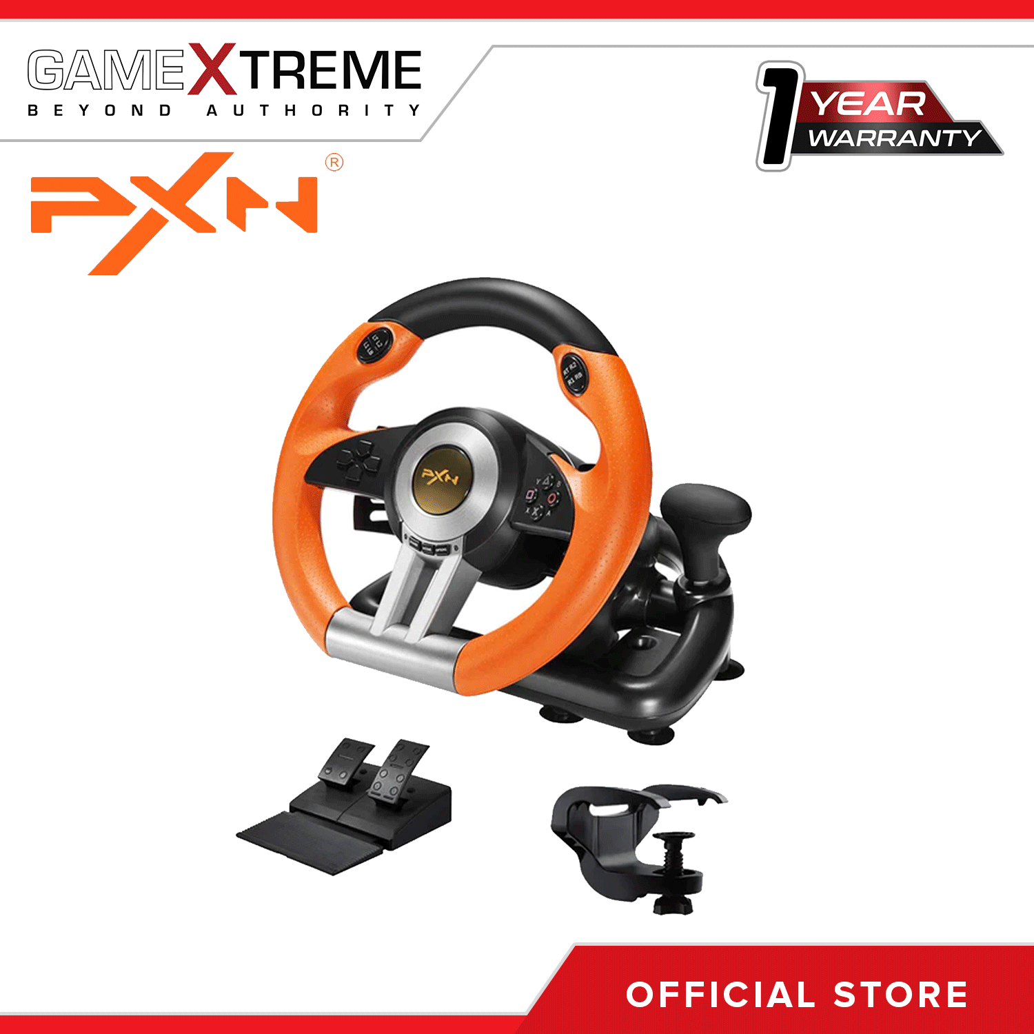 PXN 180 Degree Racing Wheel w/ Pedals PXN-V3 Pro [Orange] | Lazada PH