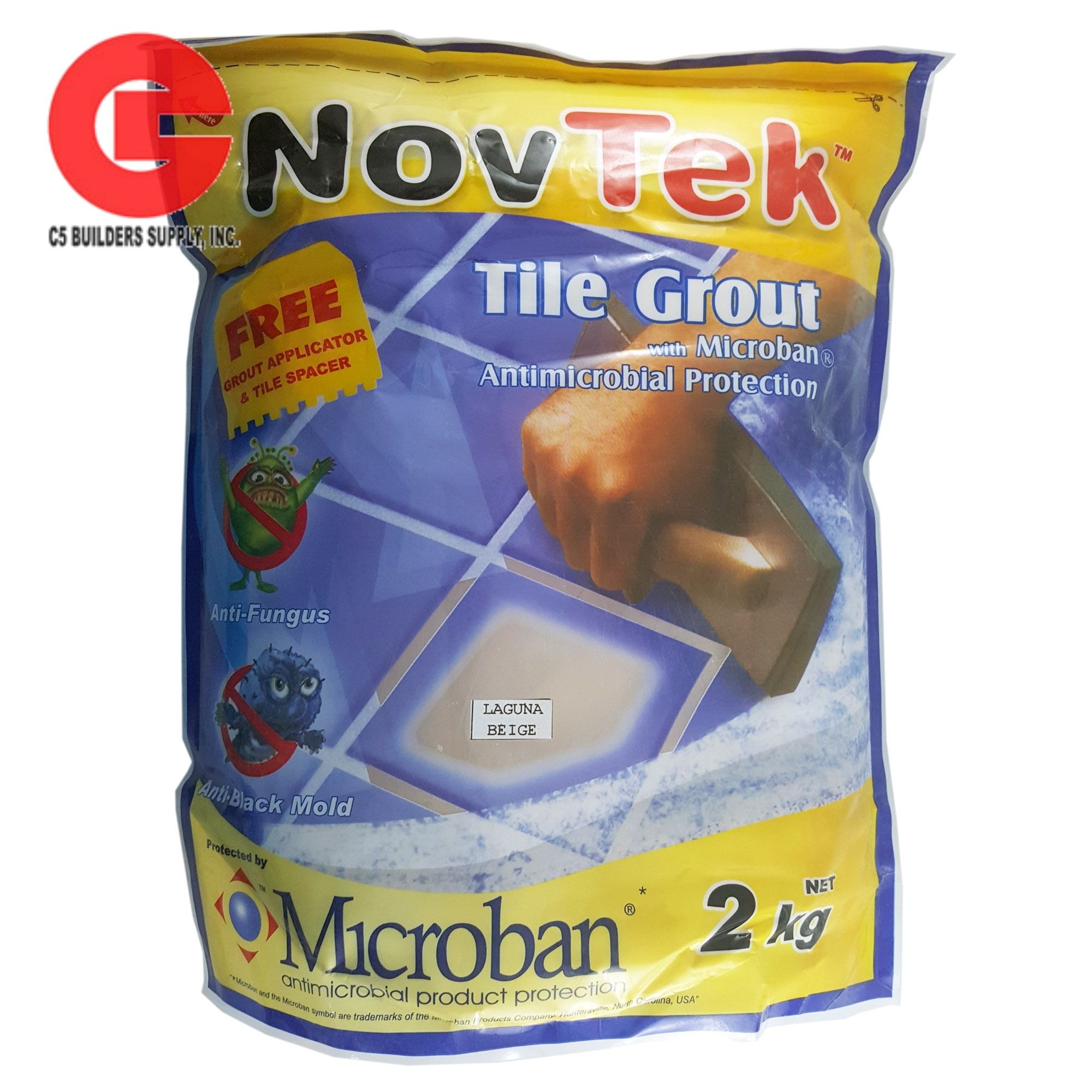 NovTek Tile Grout with Antimicrobial Protection - Laguna Beige (2 kilos ...