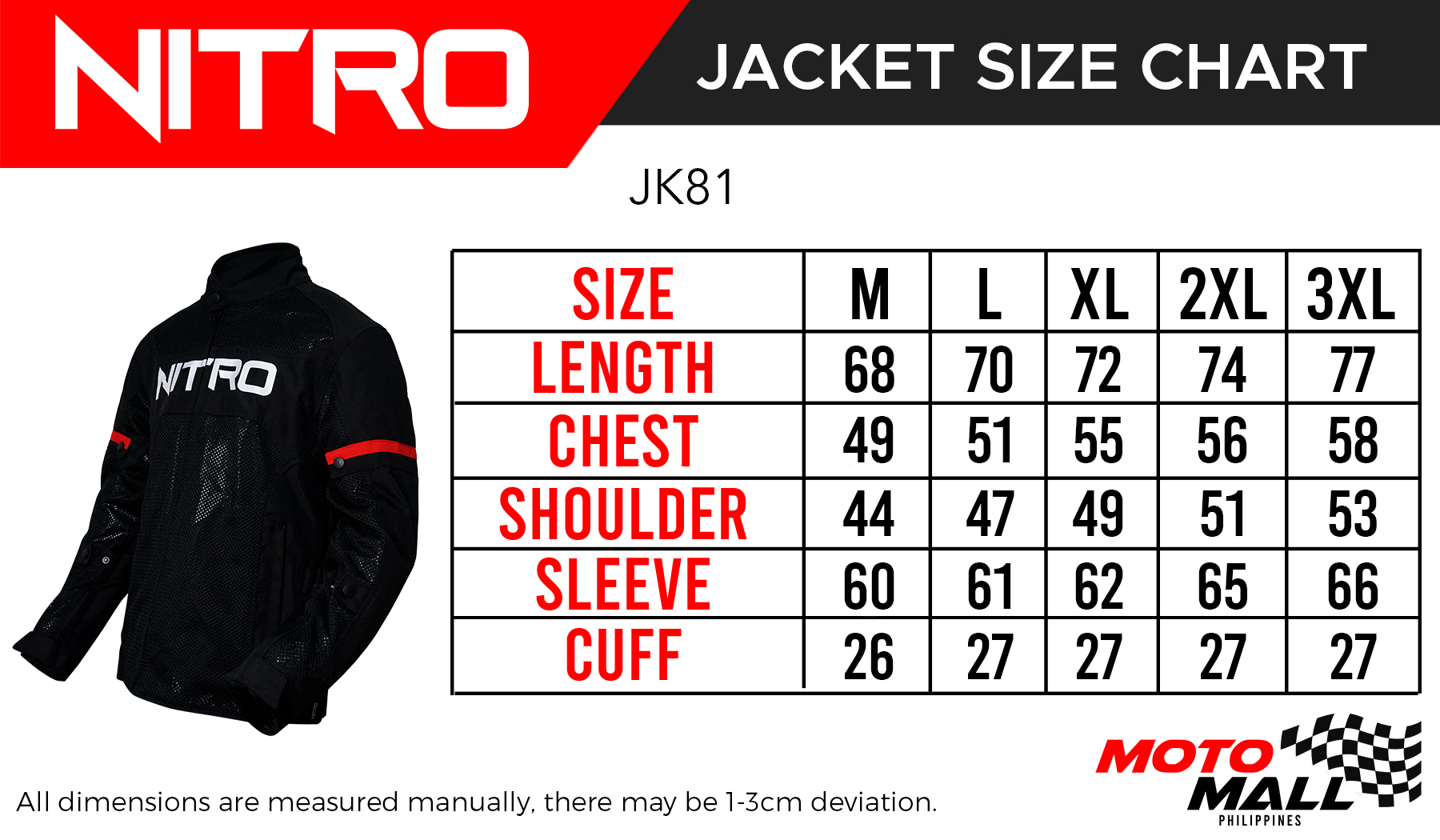 Nitro Motorcycle Jacket Sizing Chart | Reviewmotors.co