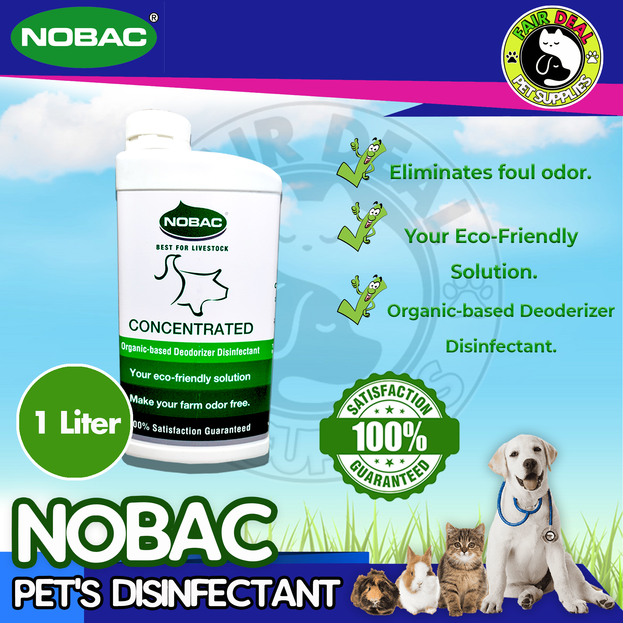 NOBAC Organic-Based Deodorizer -Disinfectant 1 Liter | Lazada PH