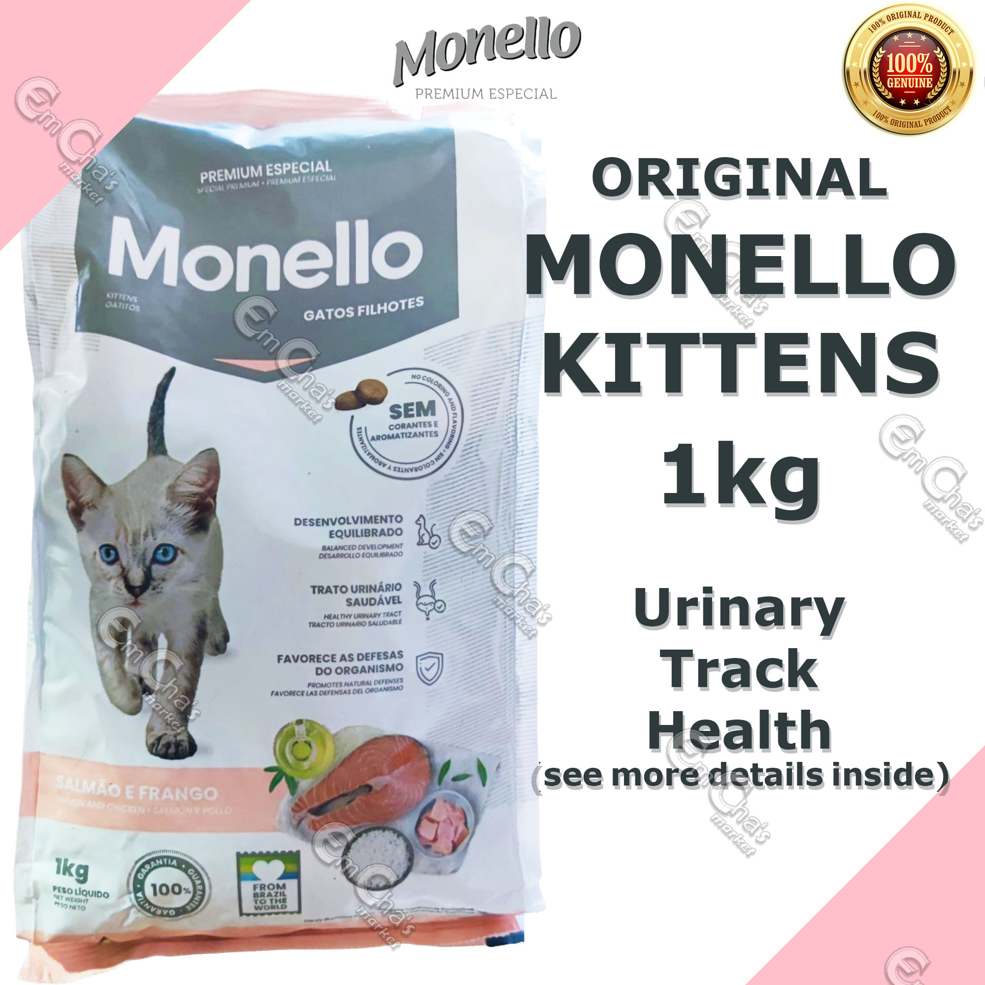 MONELLO KITTENS 1kg (PINK PACKAGE) (Salmon n Chicken) (EXP. FORMAT: DD ...