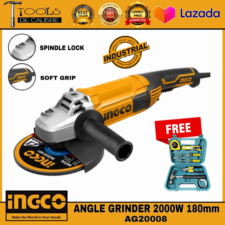 INGCO Angle Grinder 2000W (AG200018) With FREE TOOL SET | Lazada PH