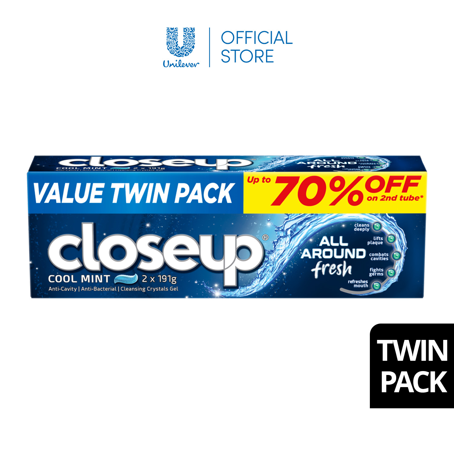 Closeup All Around Fresh Gel Toothpaste Cool Mint 191g Twin Pack ...