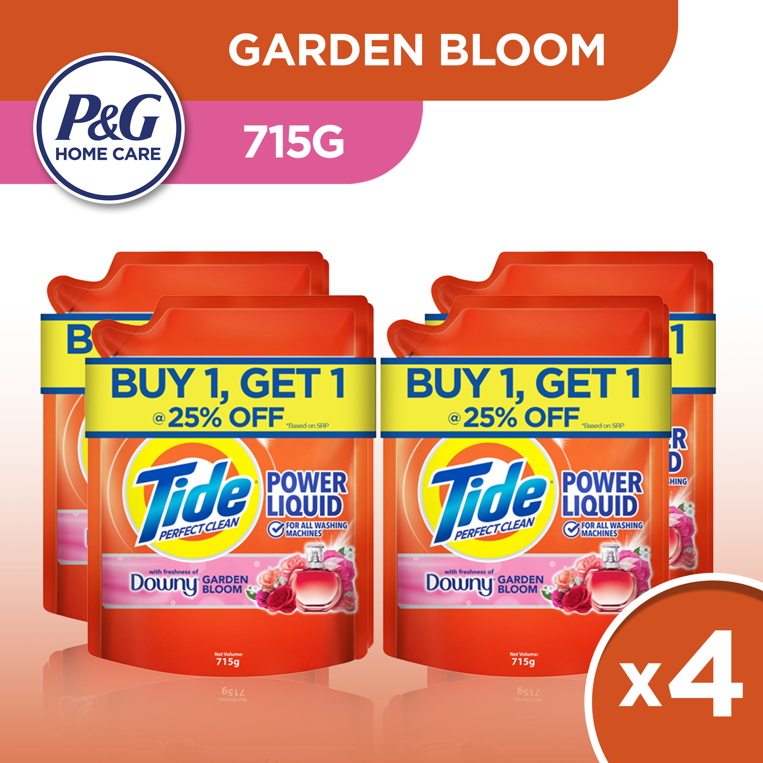 [Bundle of 4] Tide Liquid Detergent Original White & Bright Garden ...