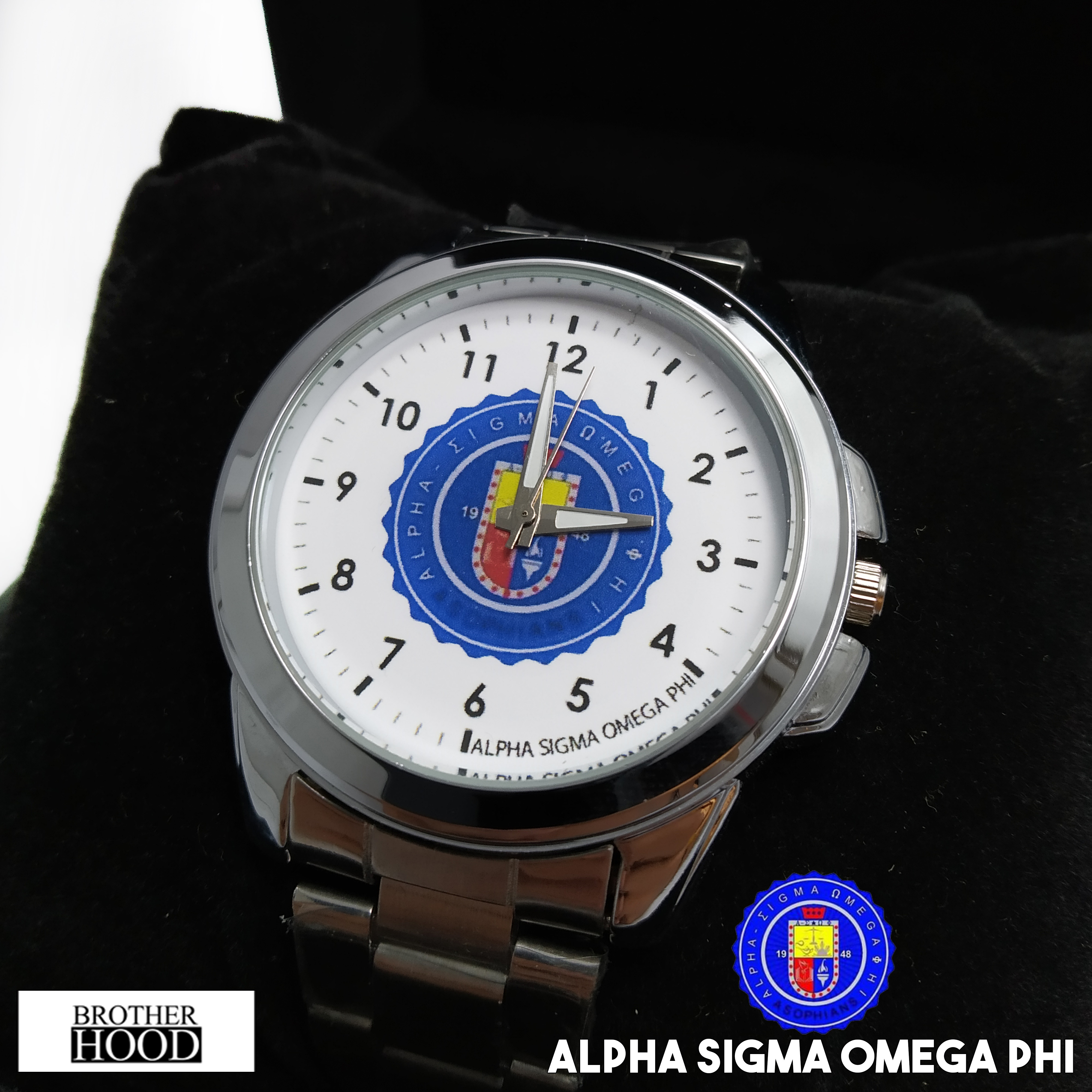 BROTHERHOODSTORE Alpha Sigma Ome.ga Phi Edition Silver Stainless Steel ...