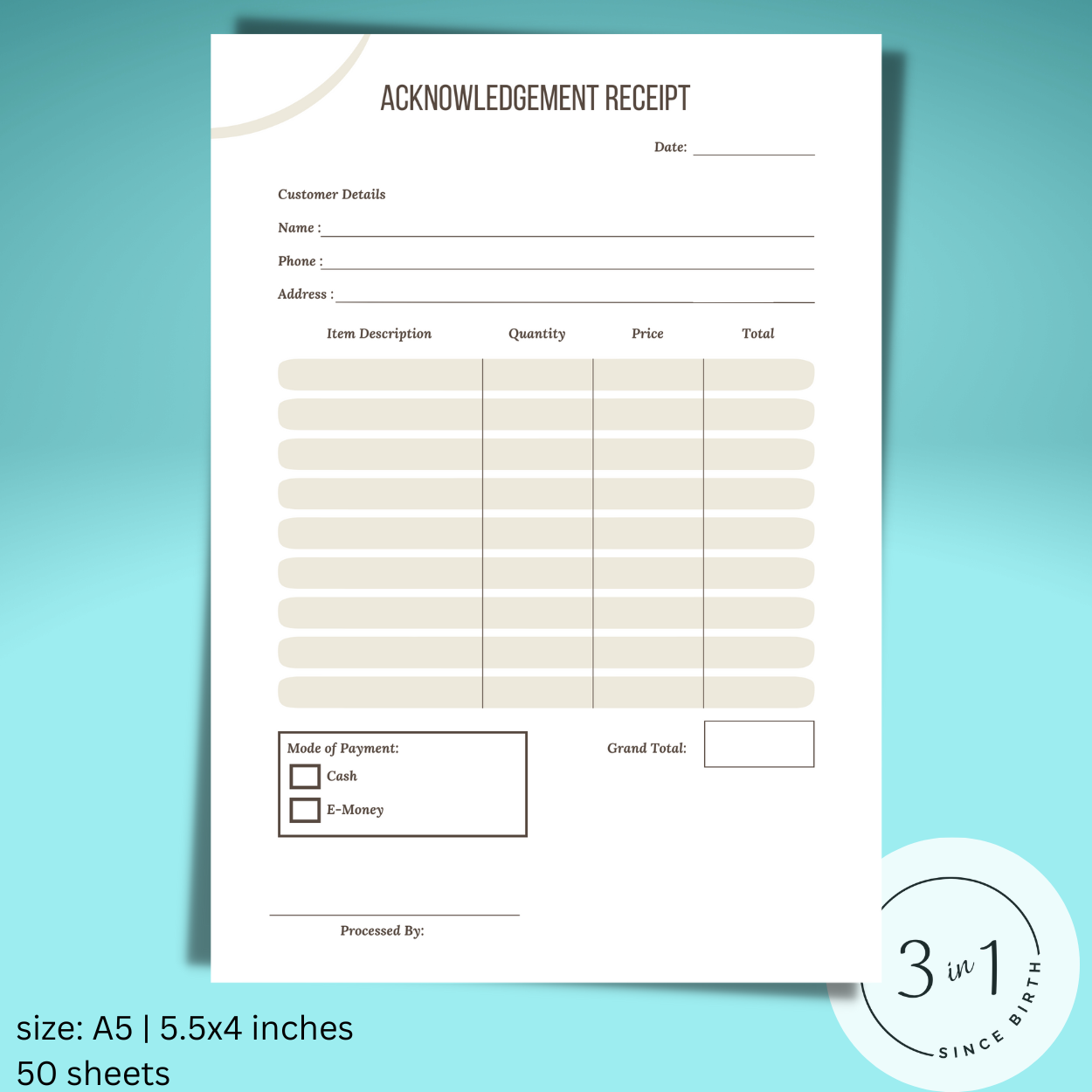 Acknowledgement Receipt Generic Forma Non Carbon pad | Lazada PH