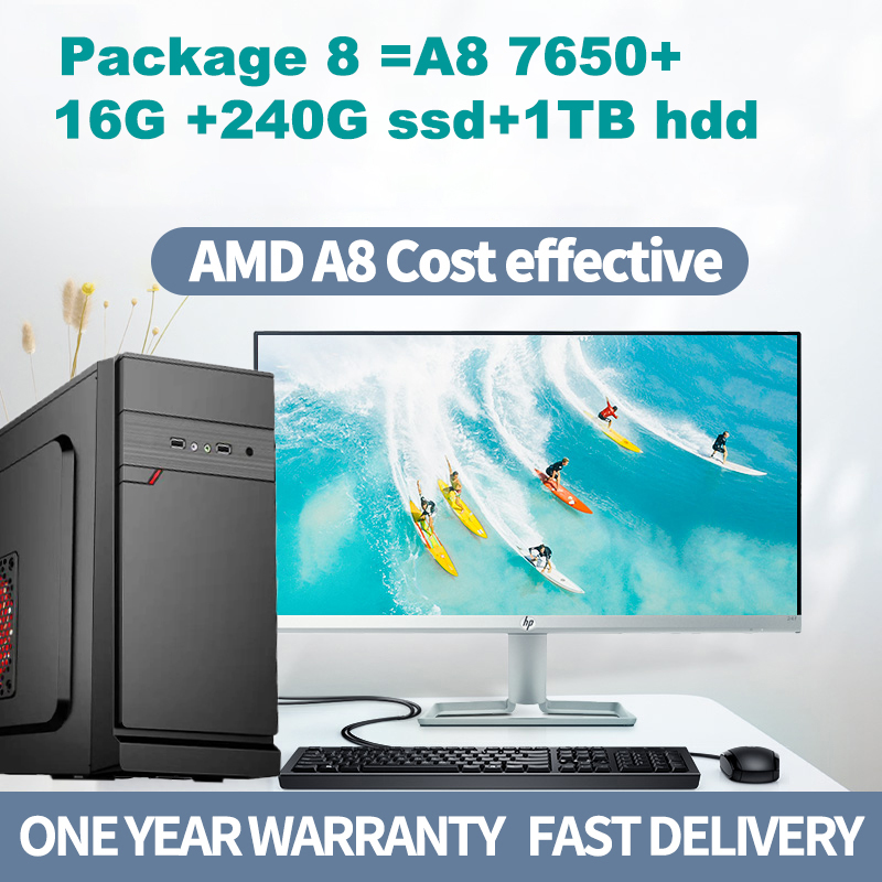 Desktop Computer Set Gaming PC Set Gaming AMD A8 7680 Qua-core 3.8GHZ ddr3 1600 with 120G ssd ...