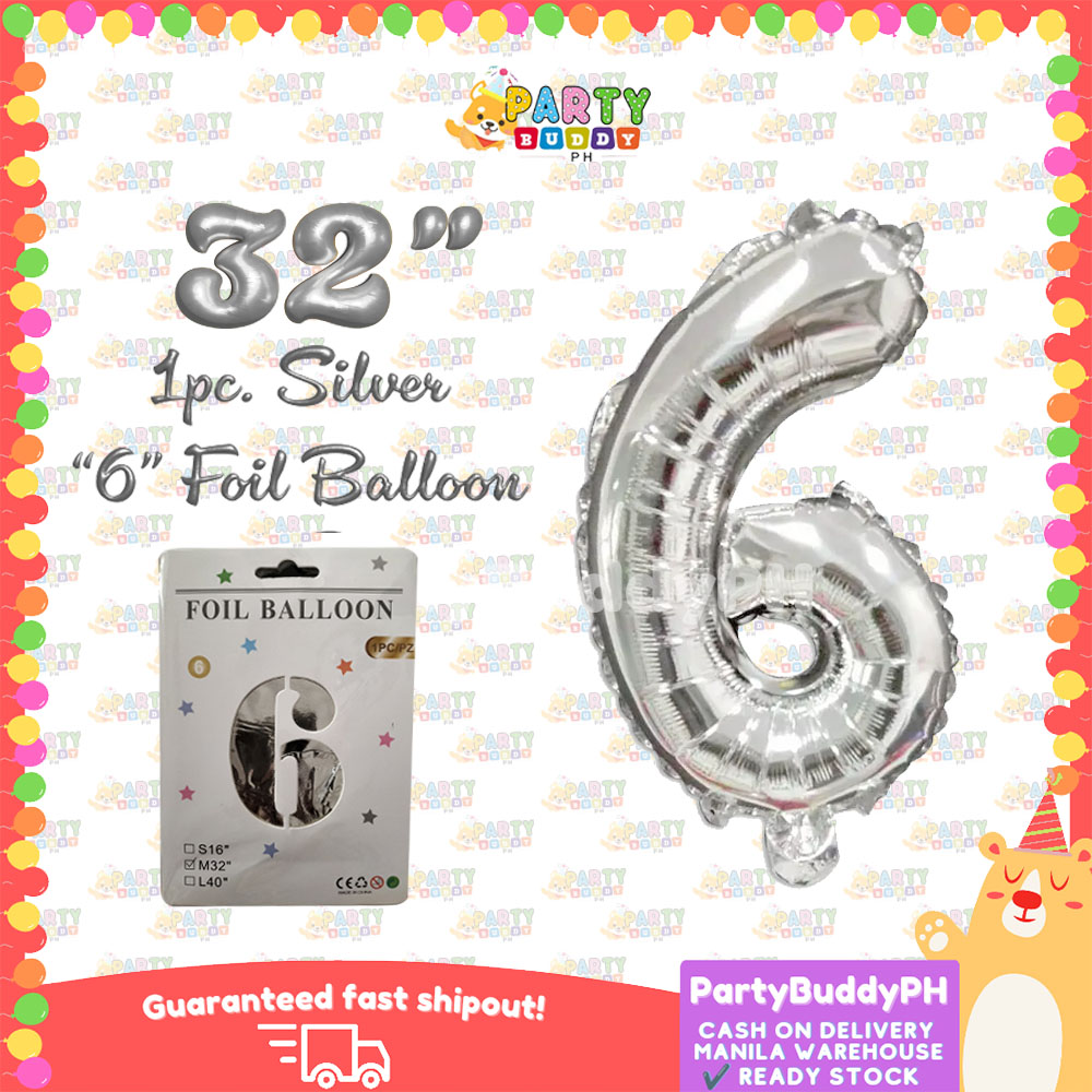 Silver 32 inch BIG Number Foil Balloons sold by Partybuddyph | Lazada PH