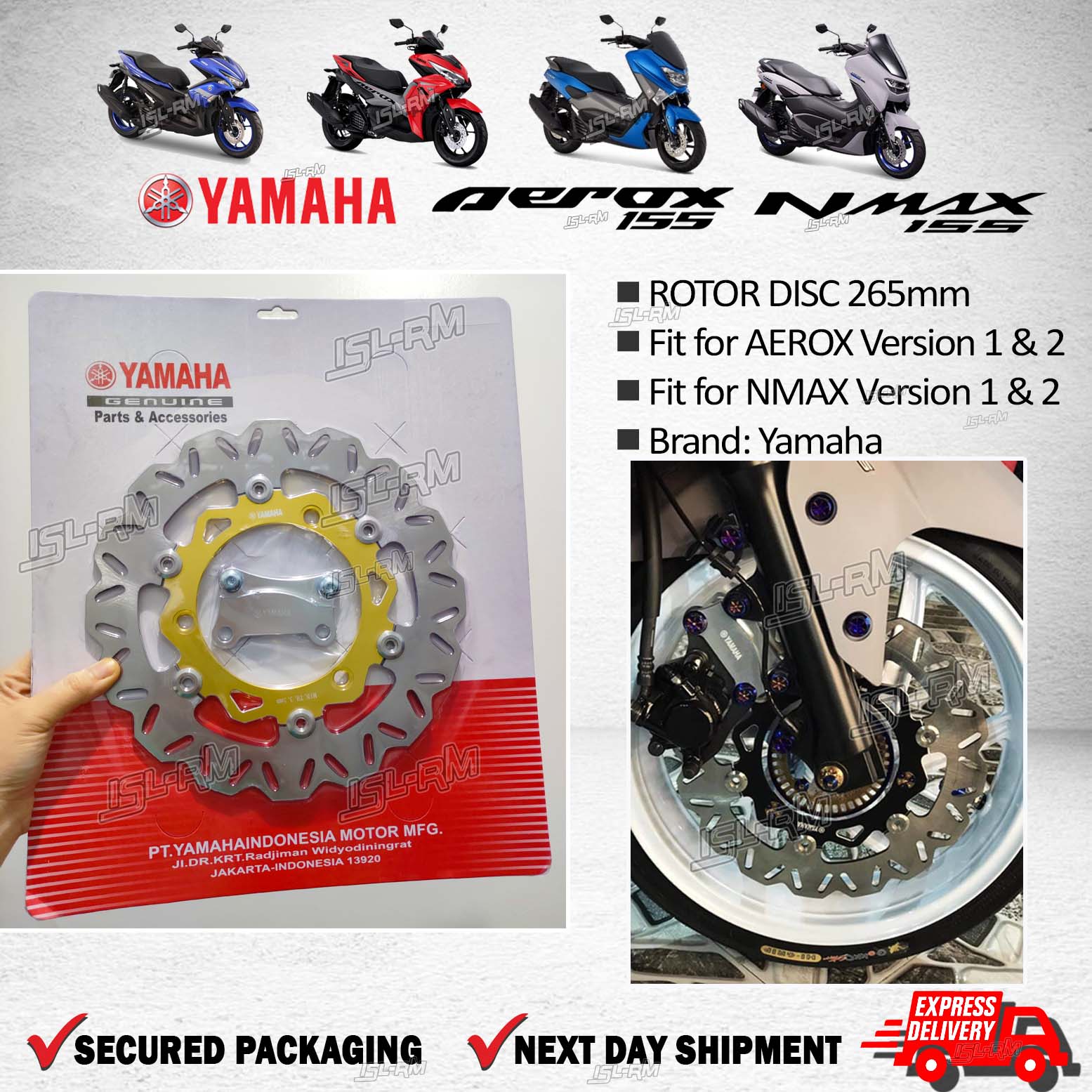 Yamaha Rotor Disc / Big Disc type GOLD for Yamaha Aerox Nmax Version 1 ...