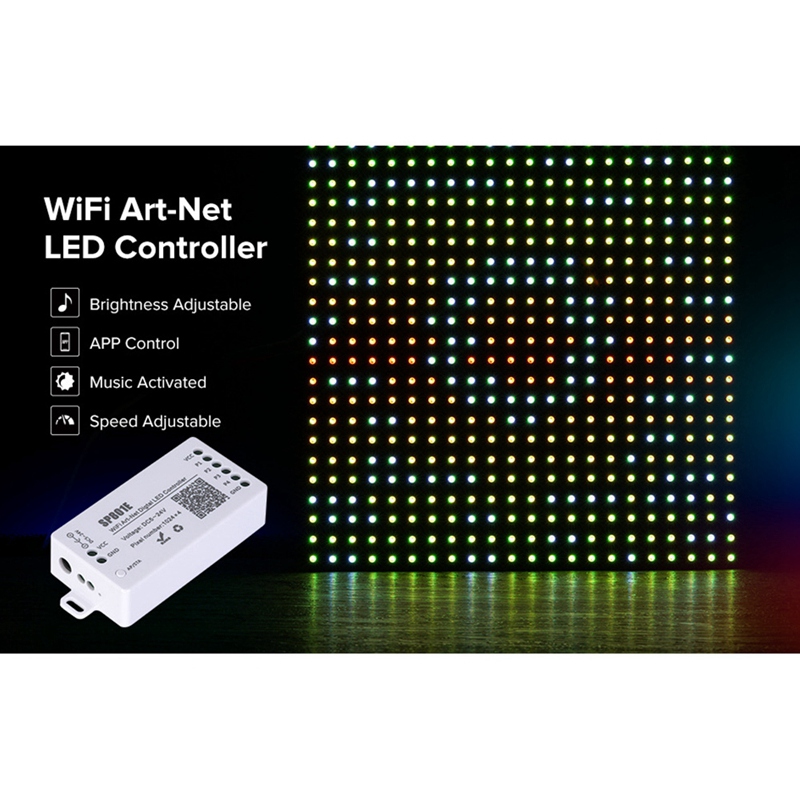 SP801E Wifi Art-Net LED Controller LED Matrix Panel Module WS2812B WS2811 Light Strip Wireless ...