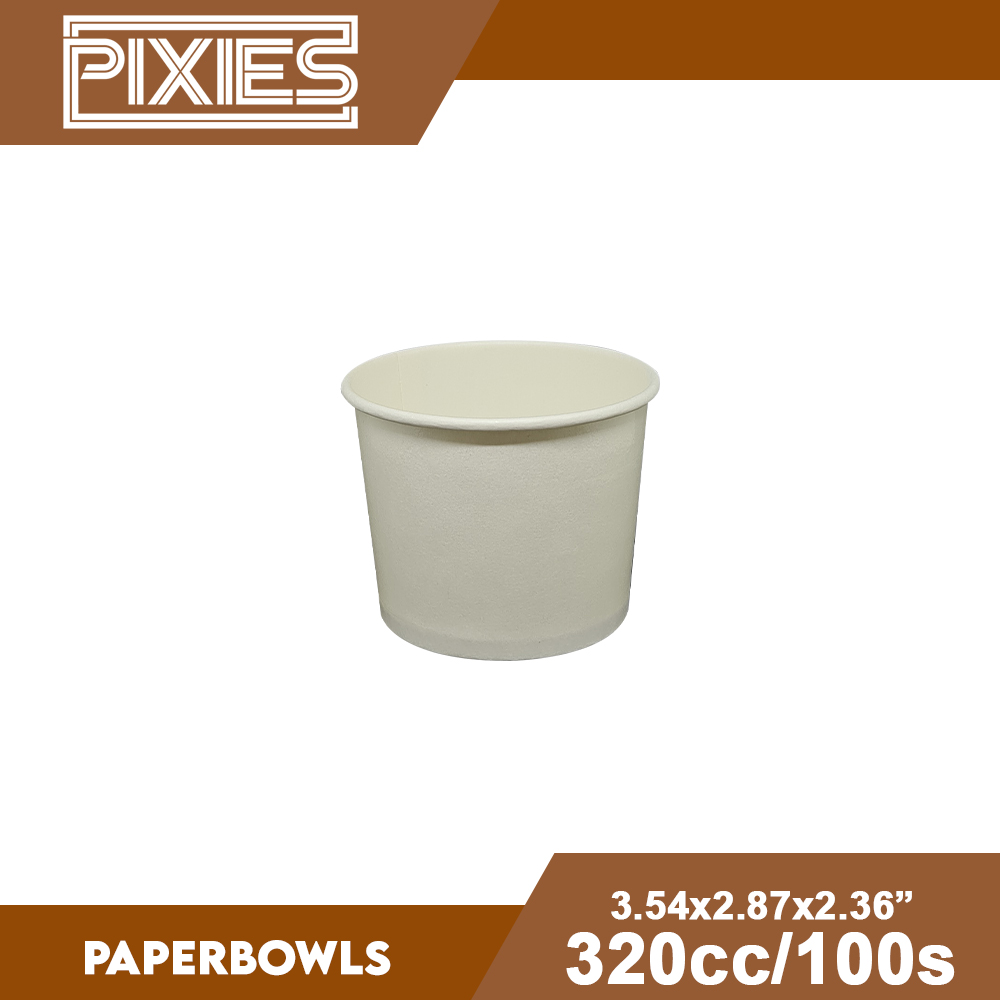 PIXIES Disposable 320cc Paper Bowl Plain High quality Take-Out ...