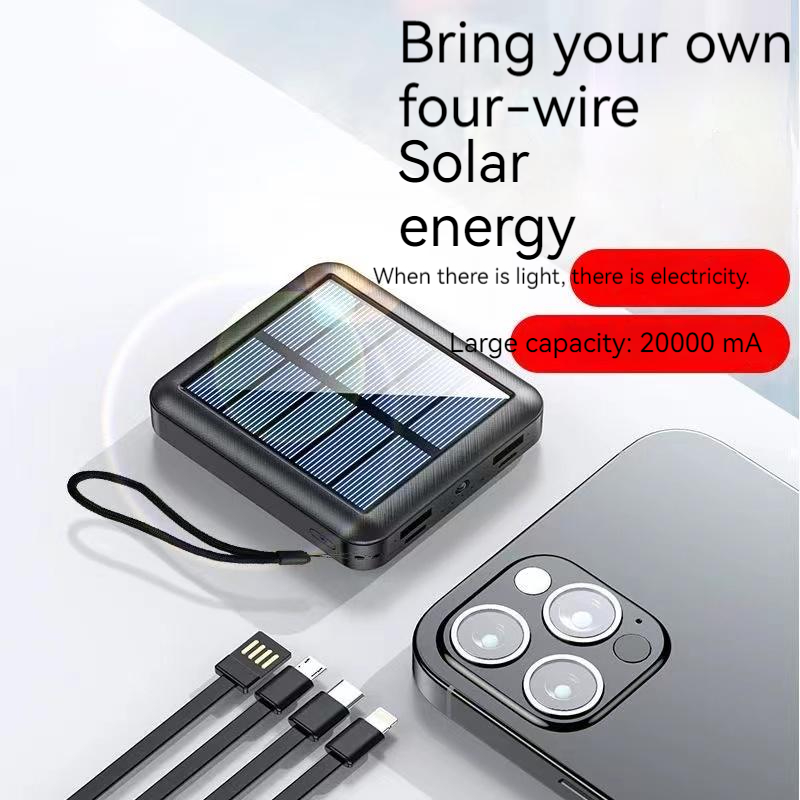 Solar Power Bank 20000 Mah Comes With 4 Line Mini Large Capacity Fast ...
