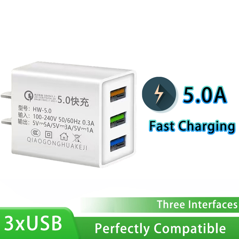 Fast Charger Adapter w/ 4 USB Universal Charging 5V/6A Port QC3.0 USB Android Fast Charger Fast ...