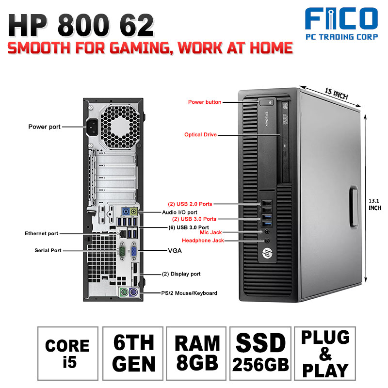 HP Desktop Computer 600 G1 Core I5 4TH GEN 6TH GEN 3.9GHz / 8GB RAM ...