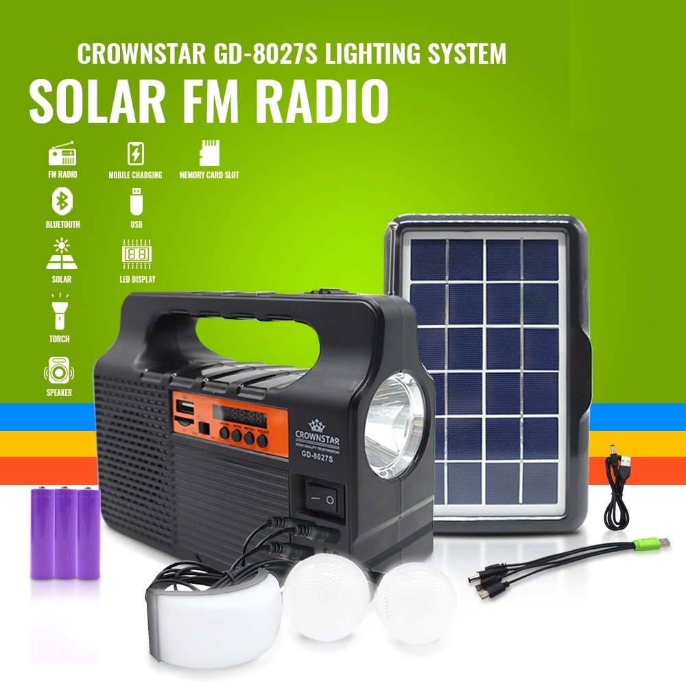 Crownstar GD-8027S Upgraded Solar Lighting System w/Powerbank Function ...