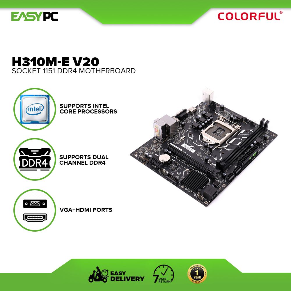 EasyPC | Colorful H310M-E V20 Socket 1151 Ddr4 VGA+HDMI ports Supports Intel Core Supports Dual ...