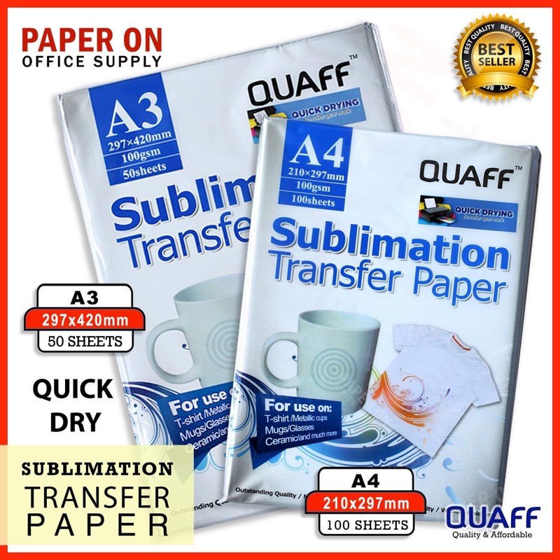 QUAFF Sublimation Transfer Paper A4 size (100sheets) A3 (50sheets ...
