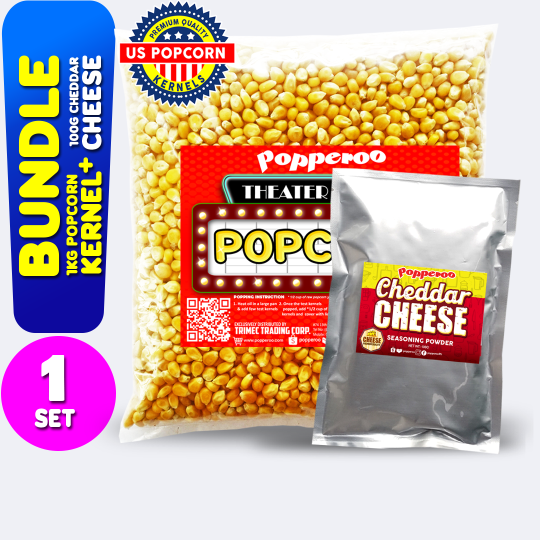 POPPEROO Cheese & Popcorn Kernels - Popcorn Bundle (1kg Kernels + 100g ...
