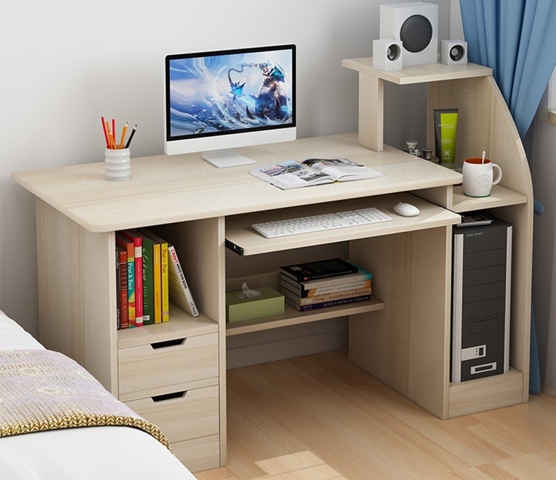 100cm Multi-functional Computer Table with CPU Rack Home Office Desk ...