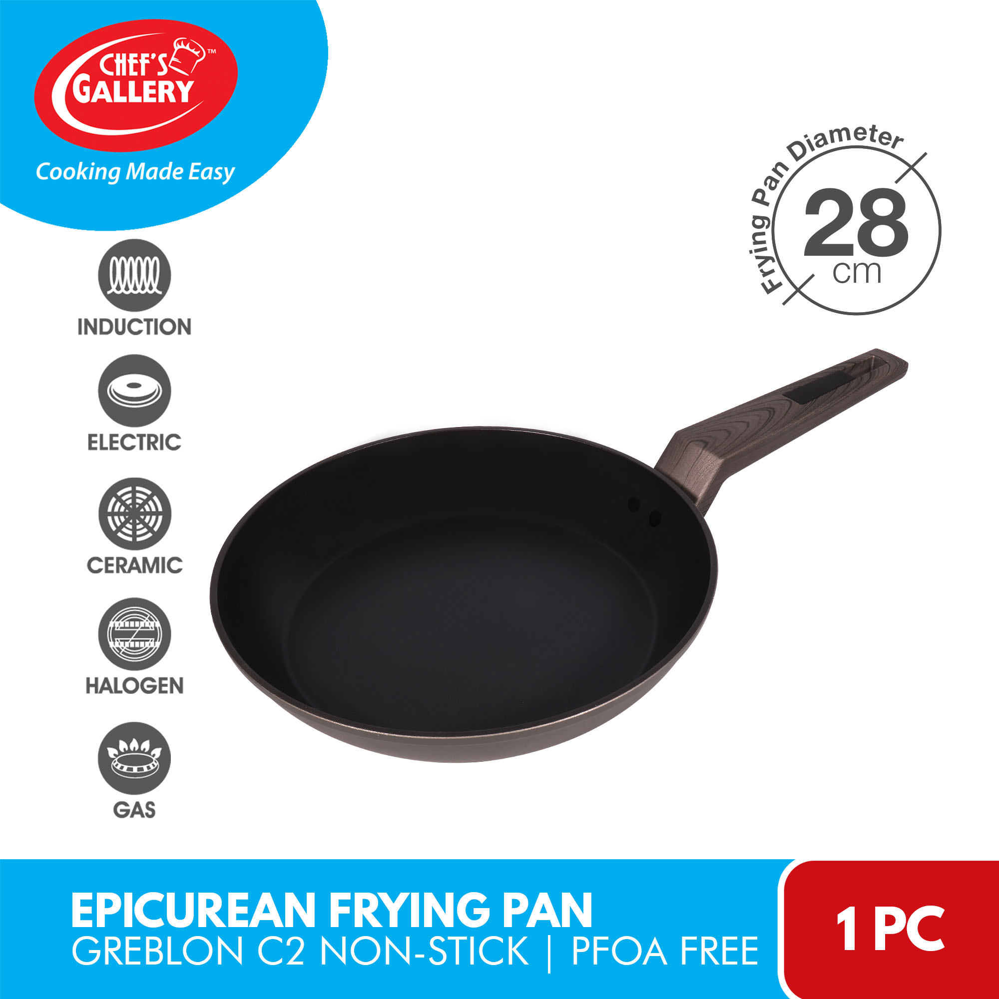 Chef's Gallery Epicurean Frying Pan 28cm | Greblon Non-Stick | PFOA ...