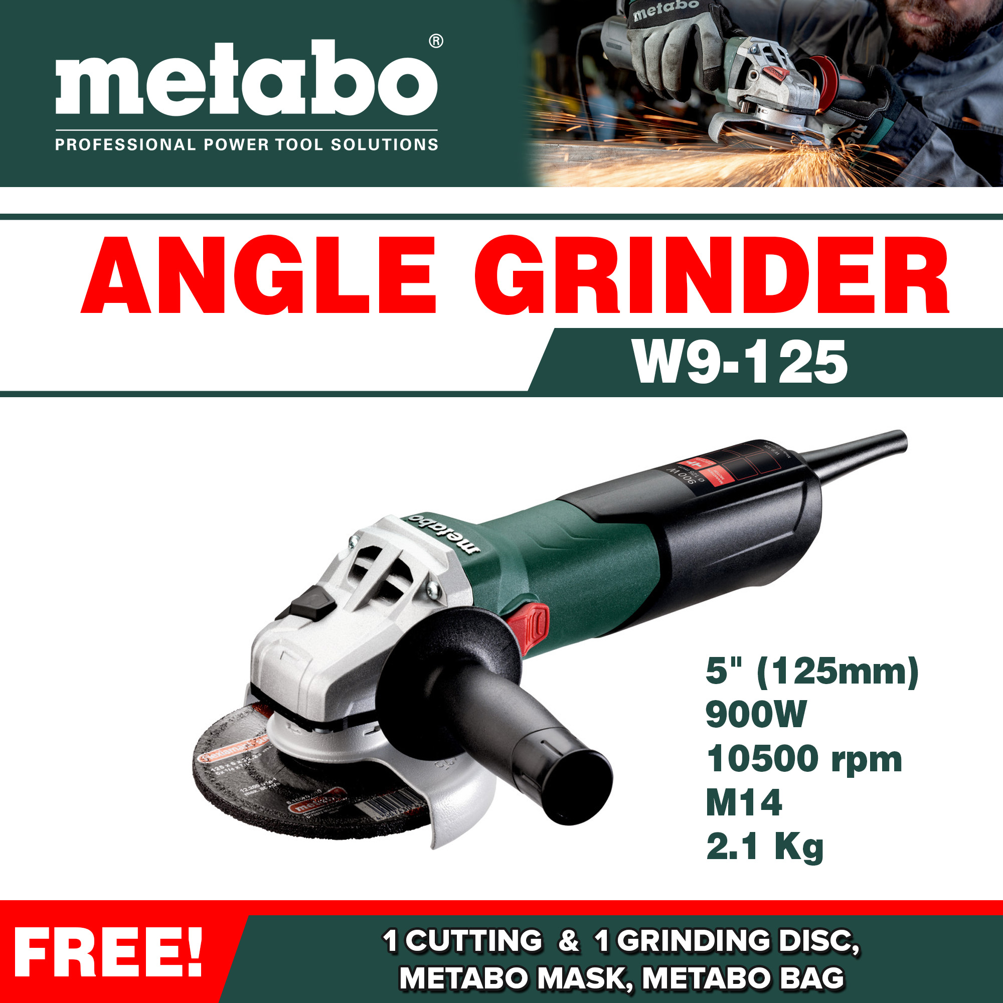 METABO 5" Angle Grinder W9-125Q QUICK SPANNER LESS SYSTEM | Lazada PH