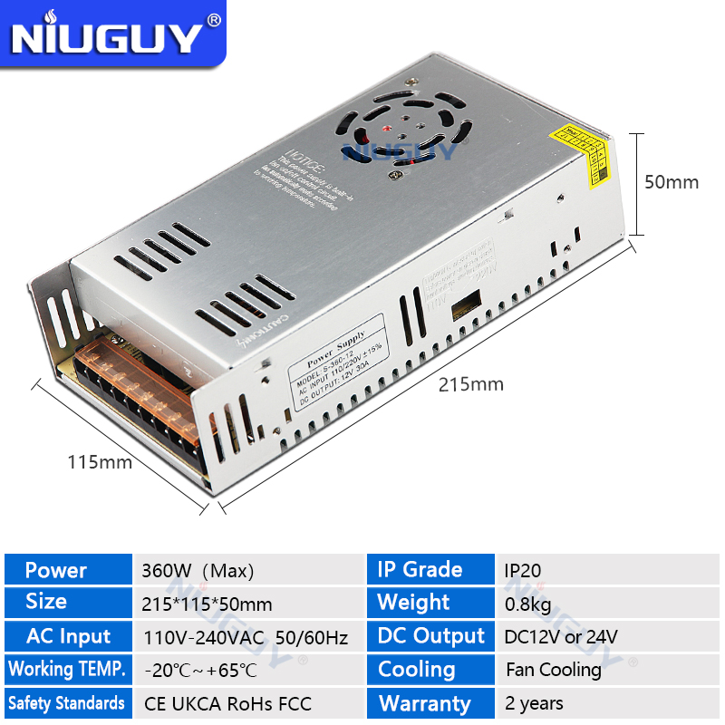 LED Switch Power Supply Lighting Transformer AC 110V 240V To DC 12V 24V ...