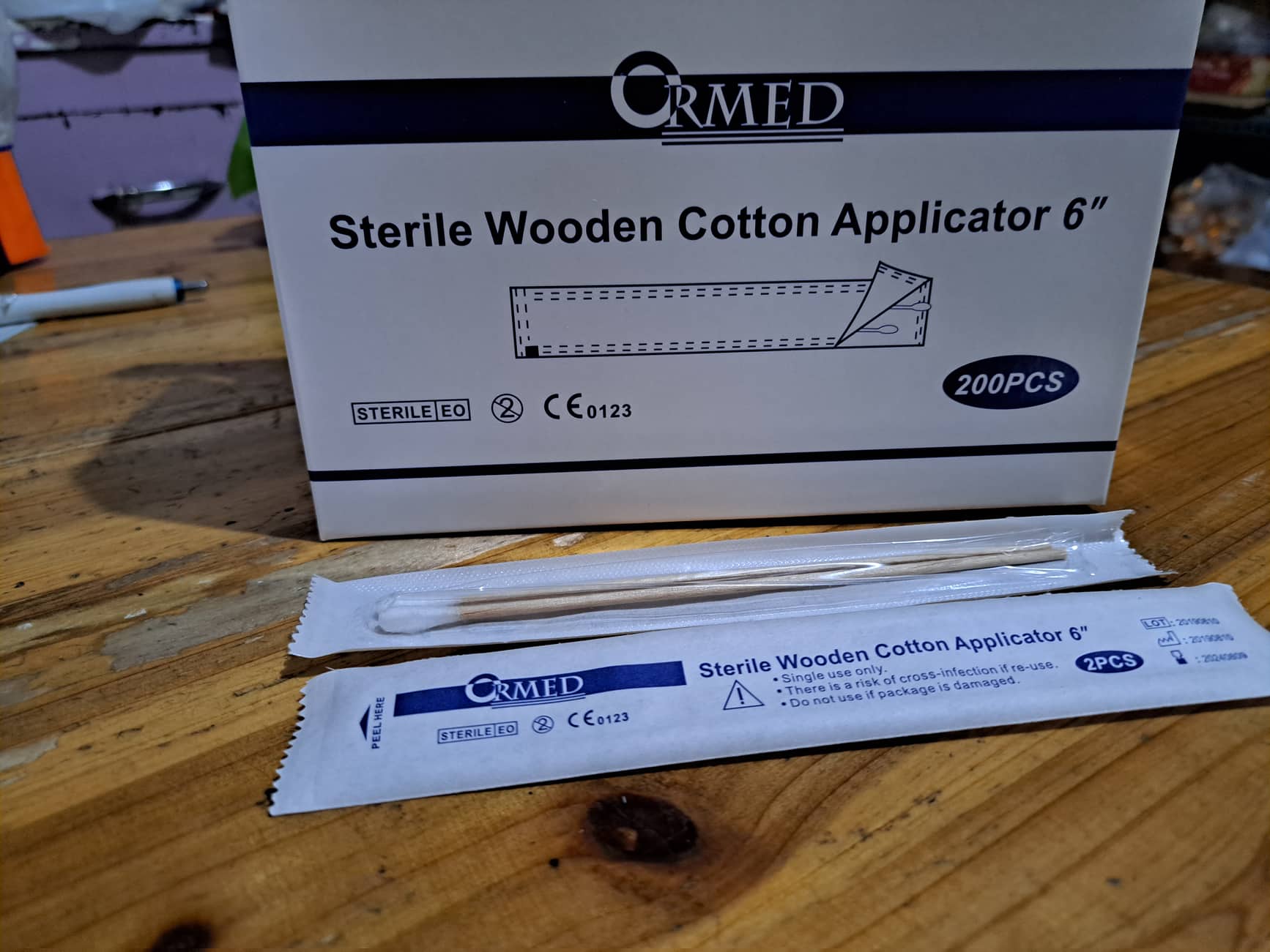 sterile swab wooden Cotton Tipped Applicator 6" ORMED 100pcs per BOX ...