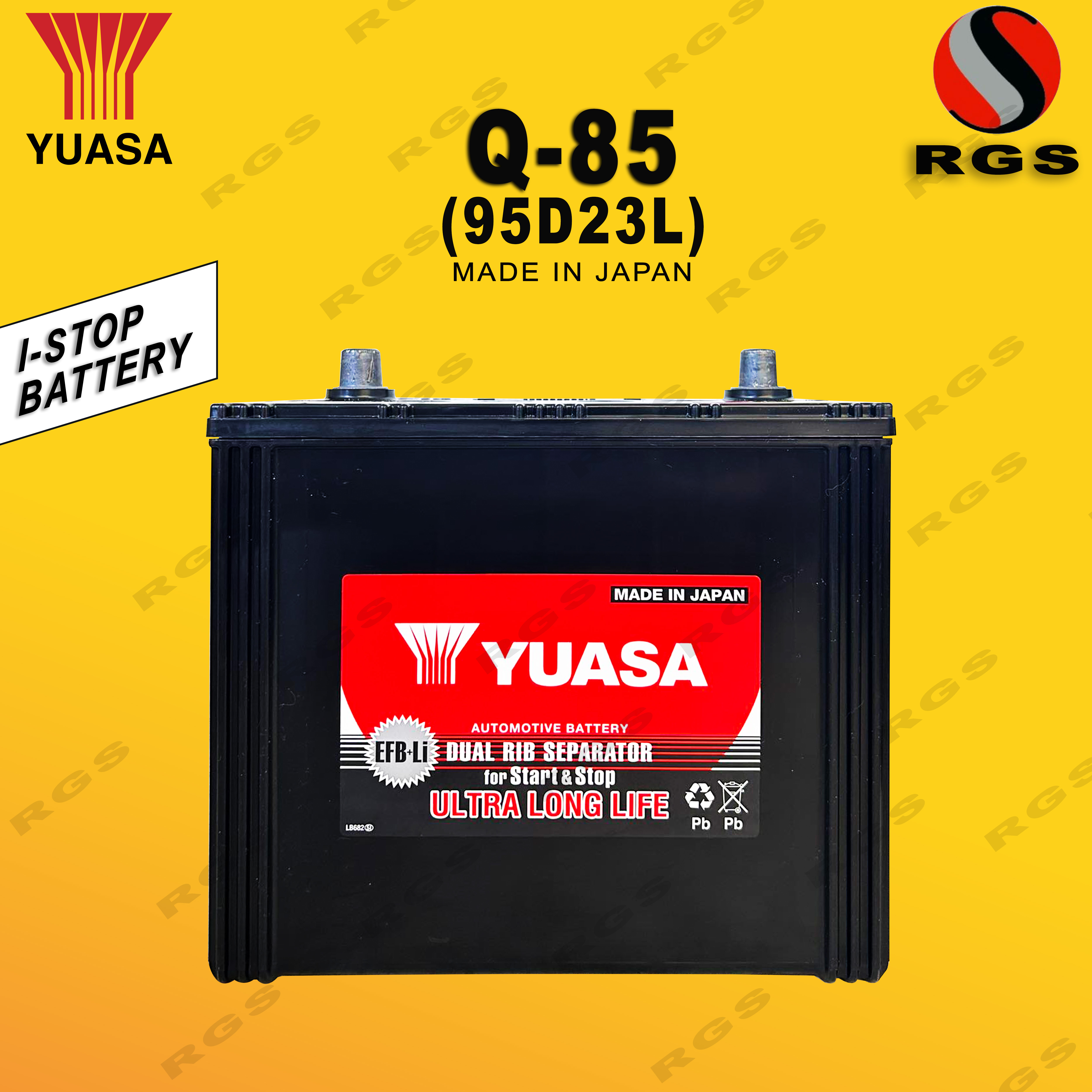 Yuasa EPIY-Q-85 / 95D23L (Q85/Q-85) Automotive Battery, istop battery, start-stop battery ...