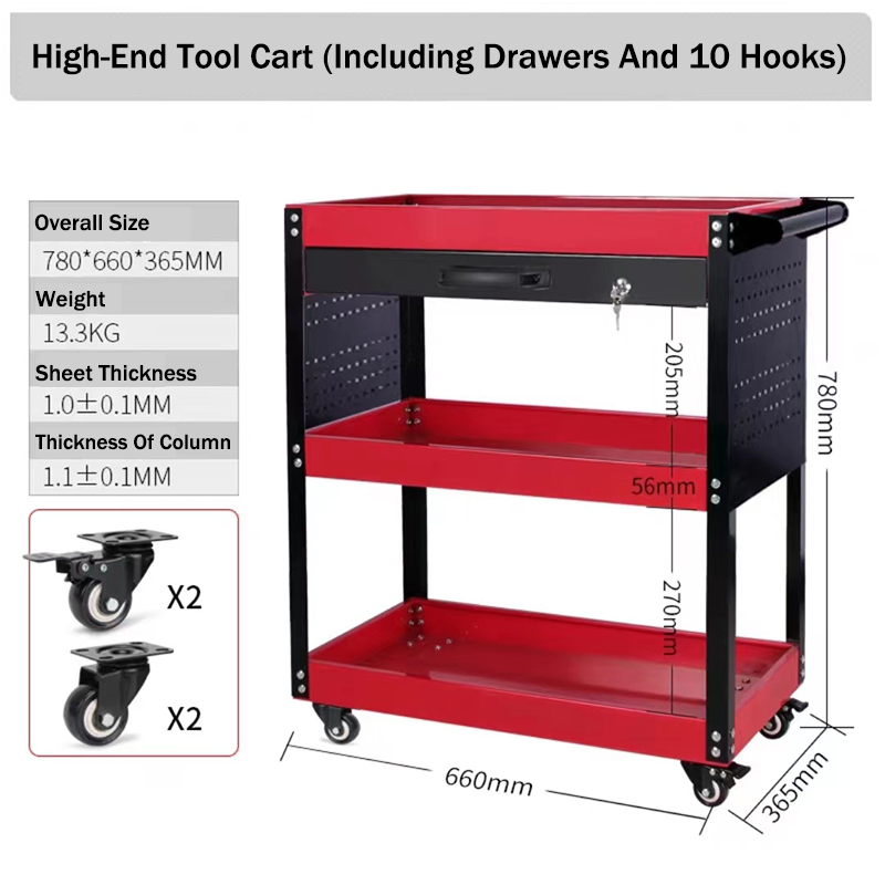 3 Layer Tool Hand Carts Heavy Mechanical Workshop Tool Storage Cart ...