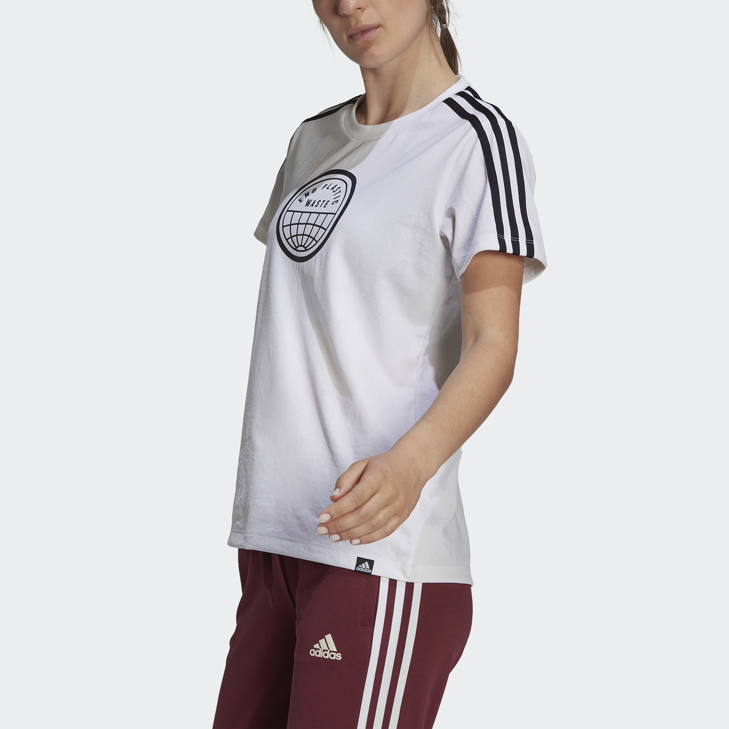 adidas End Plastic Waste 3-Stripes Primeblue Graphic Tee White GS4163 ...