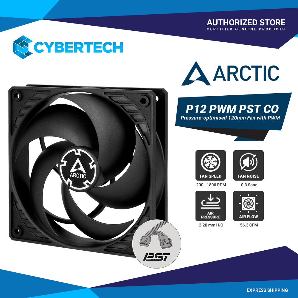 Arctic P12 PWM PST CO Pressure-optimised 120 mm Fan with PWM PST for ...